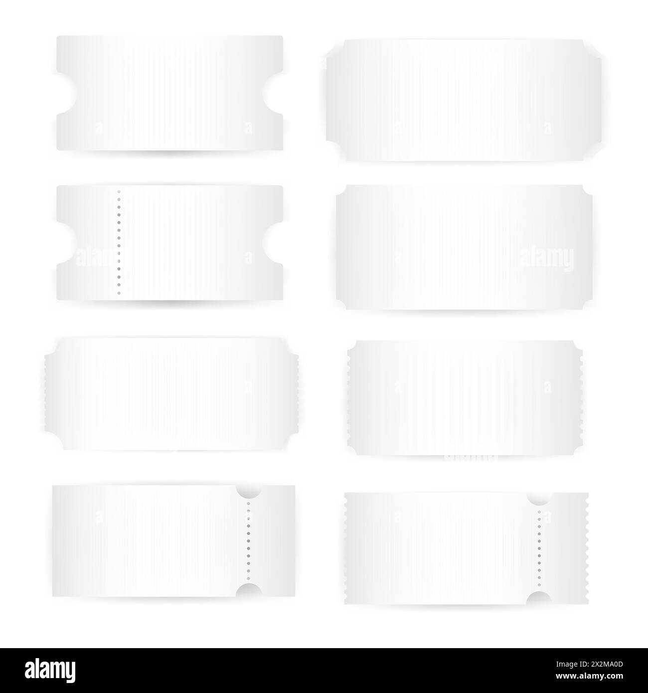 Set realistic white template of coupon, ticket, boarding pass,voucher ...