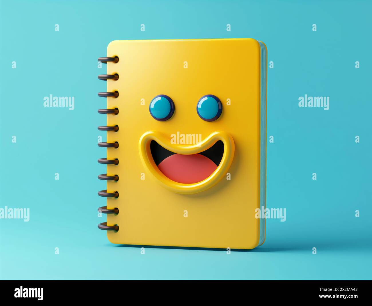 Smilie face note book emoji 3d render happy Stock Photo - Alamy