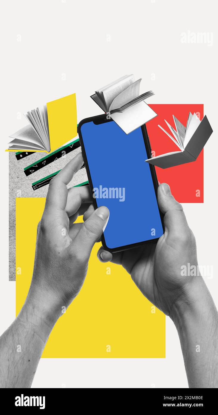Collage computer media books hi-res stock photography and images - Alamy