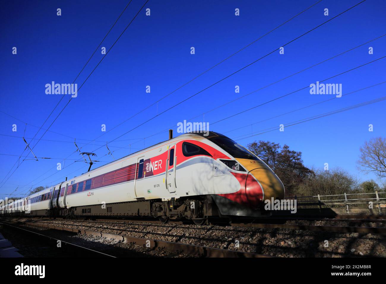 LNER Azuma train, Class 801, East Coast Main Line Railway, Peterborough ...