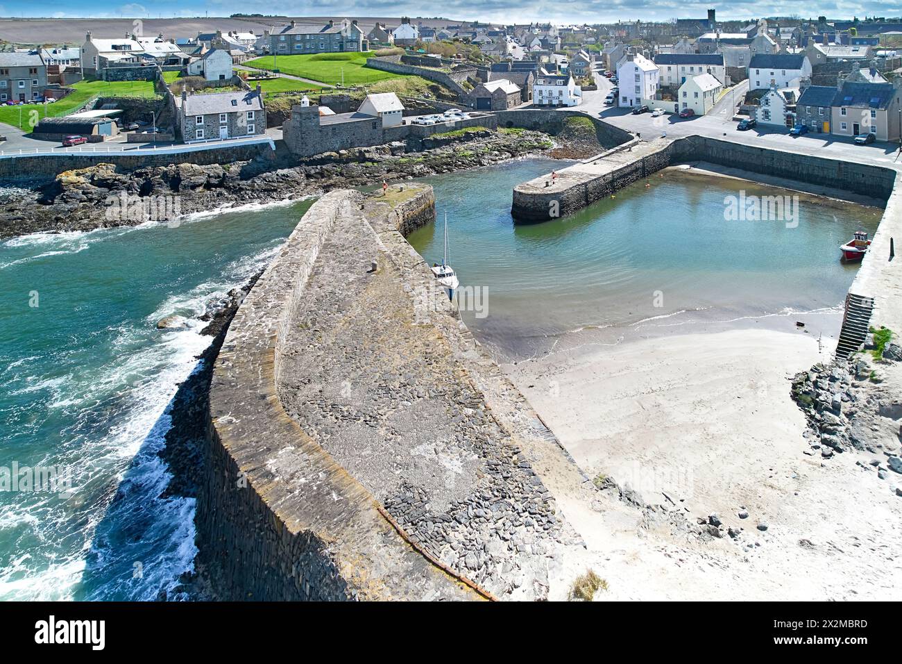 Portsoy Moray Firth Aberdeenshire Scotland the inner old harbour quays ...
