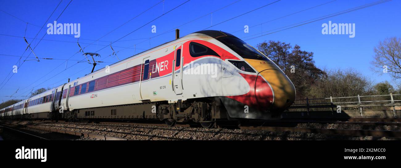 LNER Azuma train, Class 801, East Coast Main Line Railway, Peterborough ...