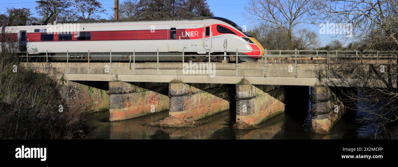 LNER Azuma train, Class 801, East Coast Main Line Railway, Peterborough ...