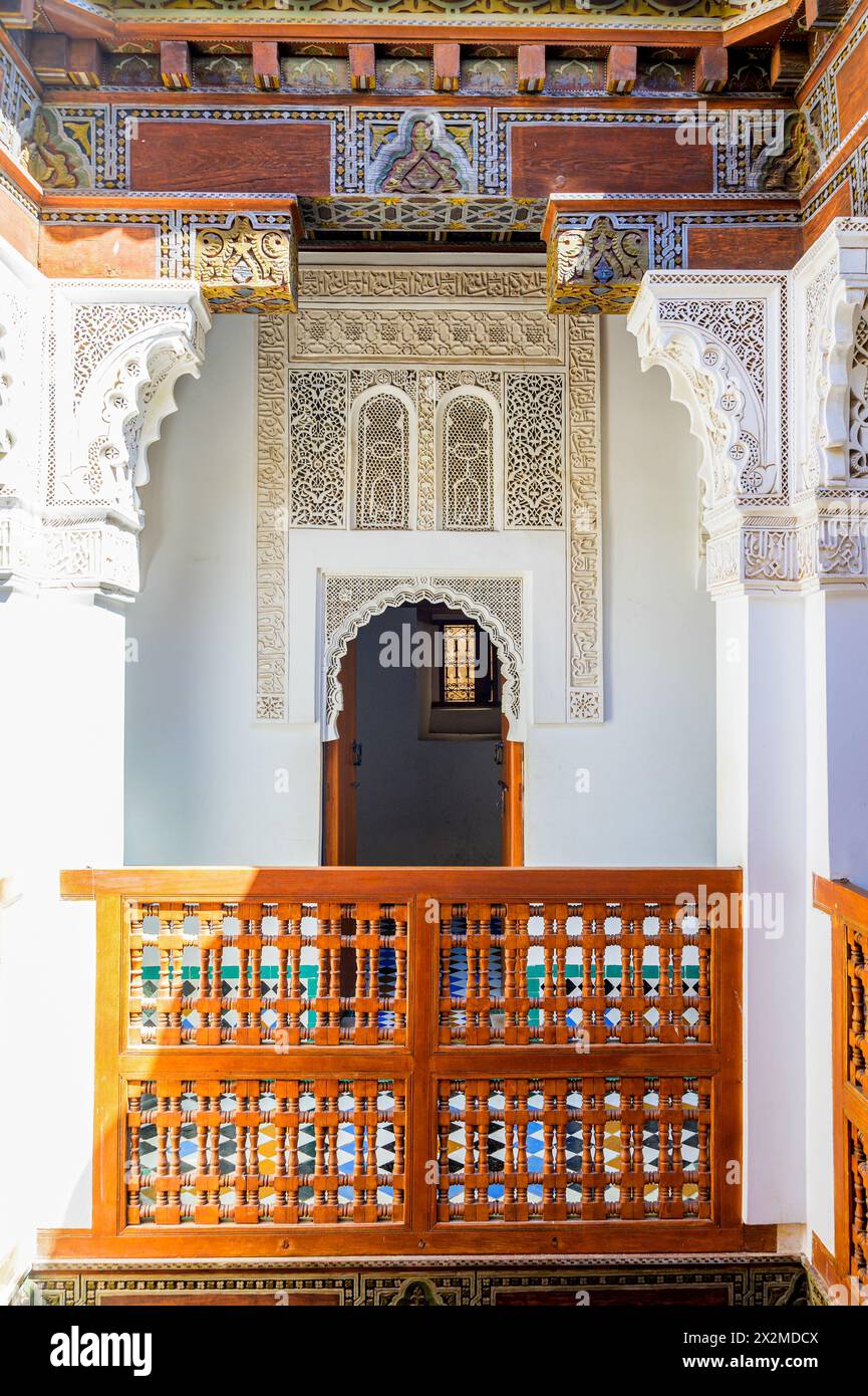Traditional Moroccan architectural details featuring wood carving and ...