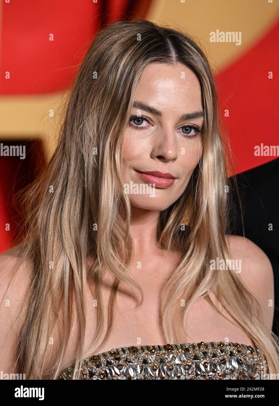 Los Angeles, USA. March 10th, 2024. Margo Robbie arriving at the Vanity Fair Oscar Party, Wallis ...