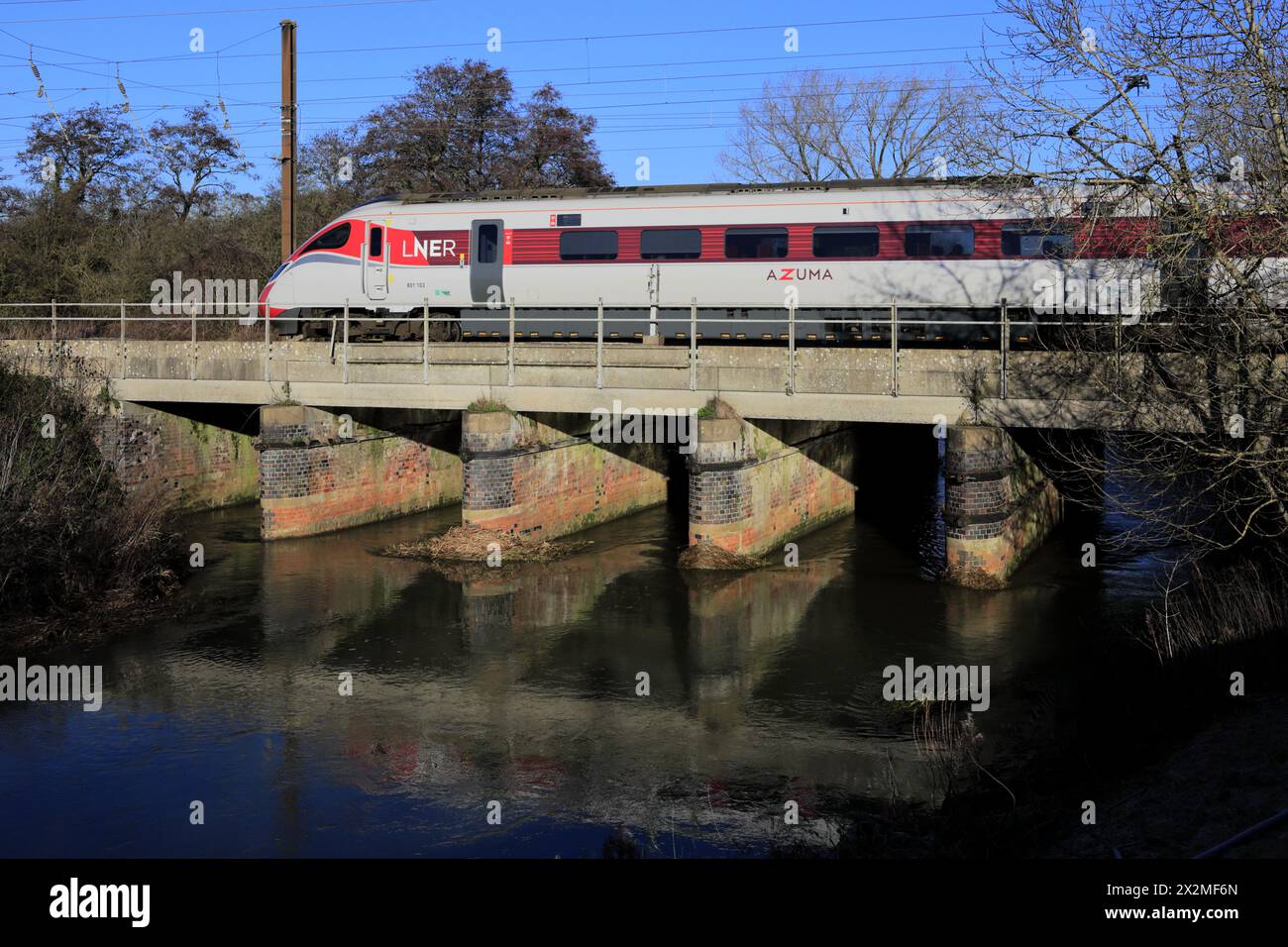 LNER Azuma train, Class 801, East Coast Main Line Railway, Peterborough ...