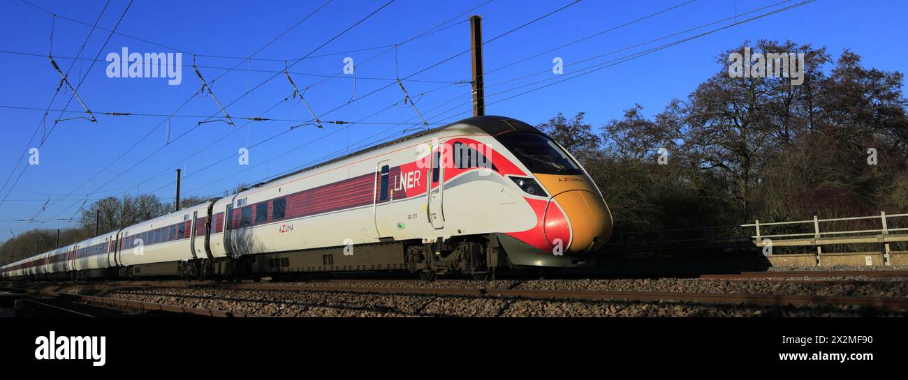 LNER Azuma train, Class 801, East Coast Main Line Railway, Peterborough ...