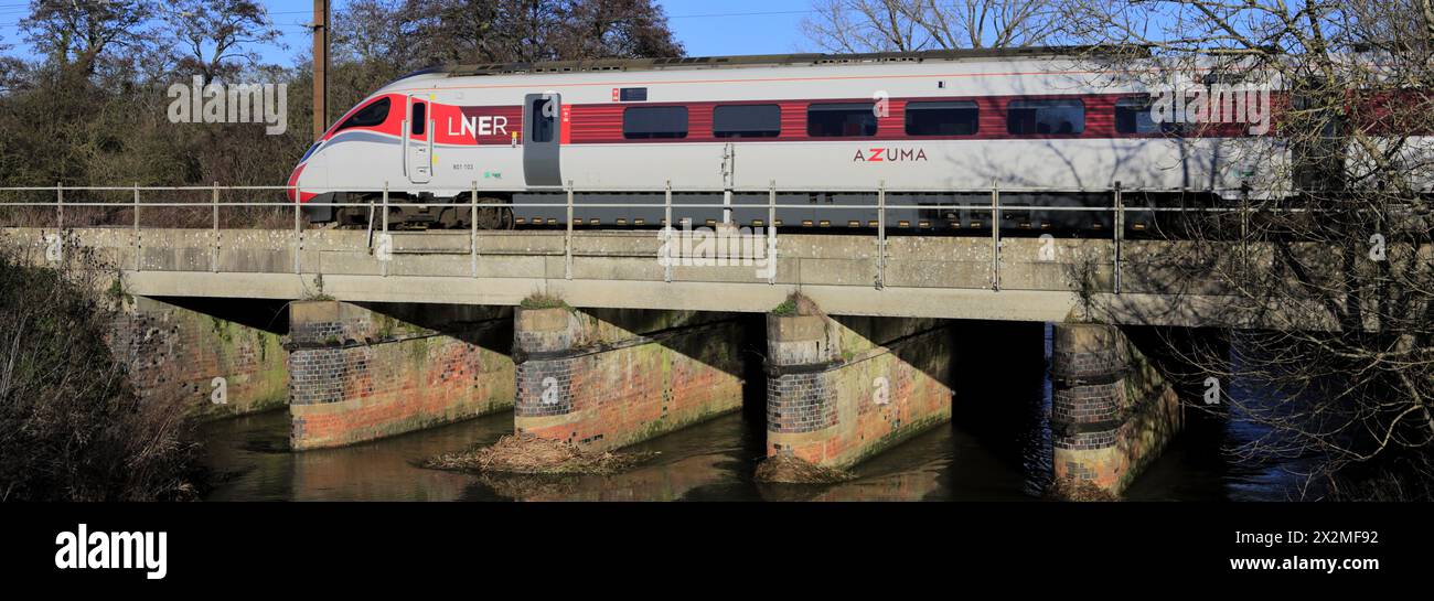 LNER Azuma train, Class 801, East Coast Main Line Railway, Peterborough ...