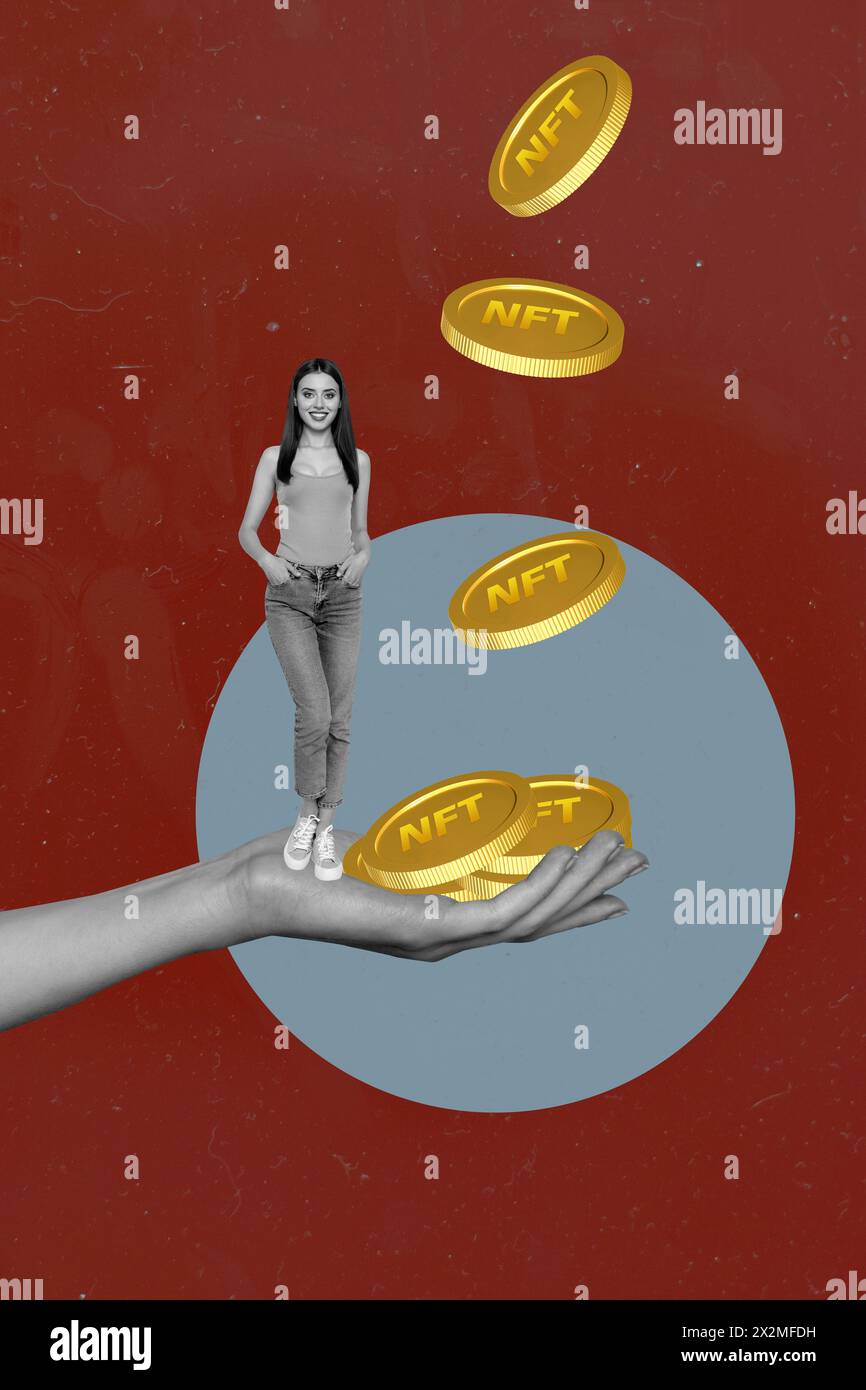 Sketch image trend artwork composite photo collage of young attractive ...