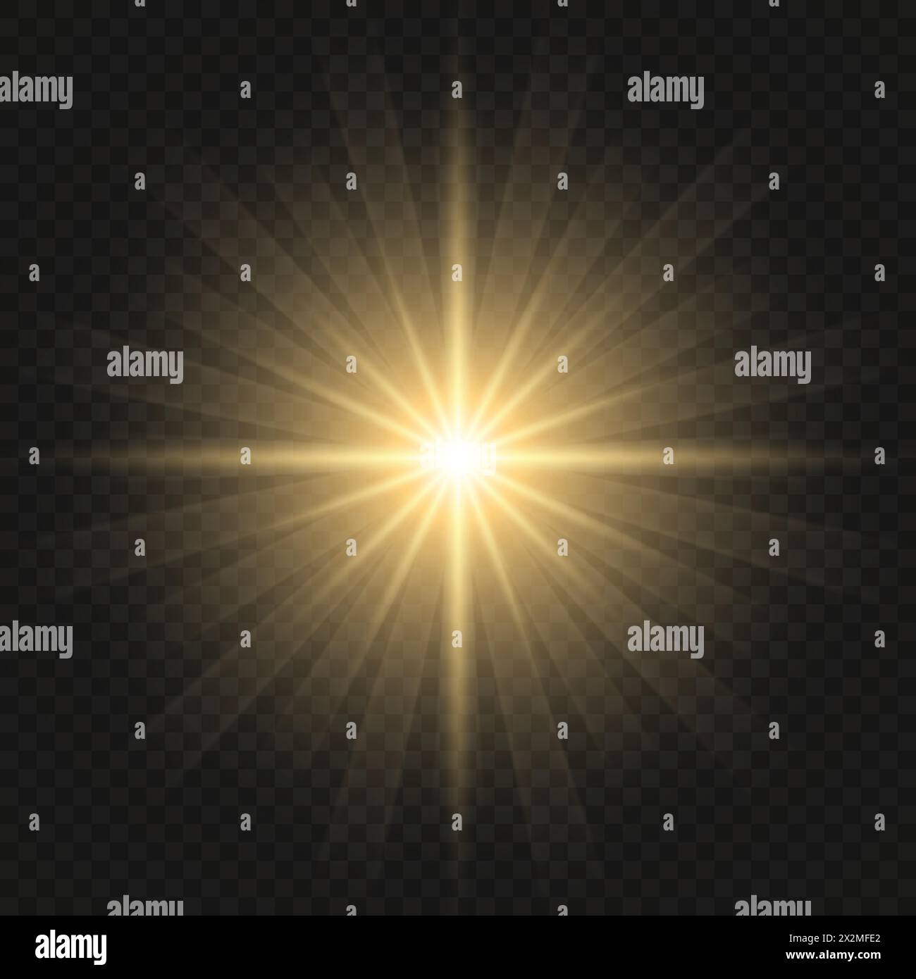 Vector gold light rays on a transparent background. Shining sun Stock ...
