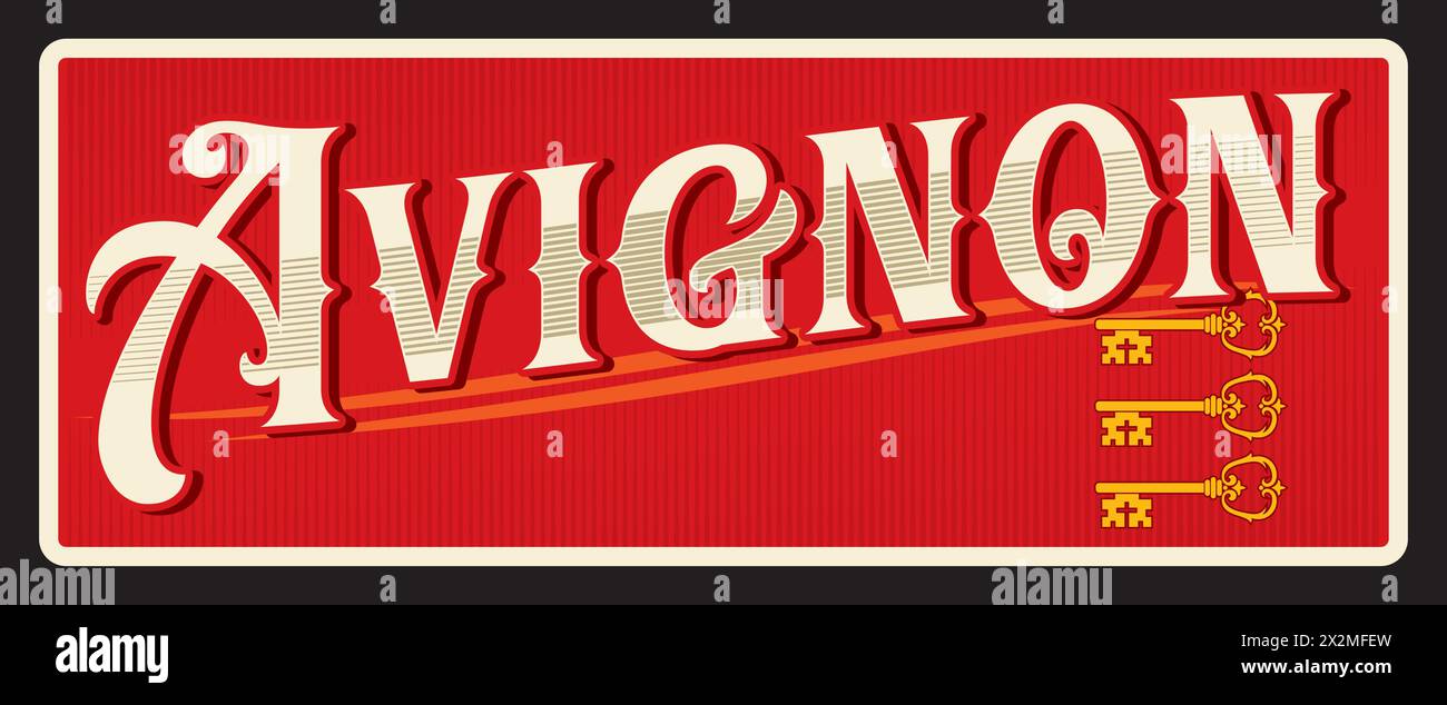 Avignon prefecture and territory in France. Vector travel plate ...