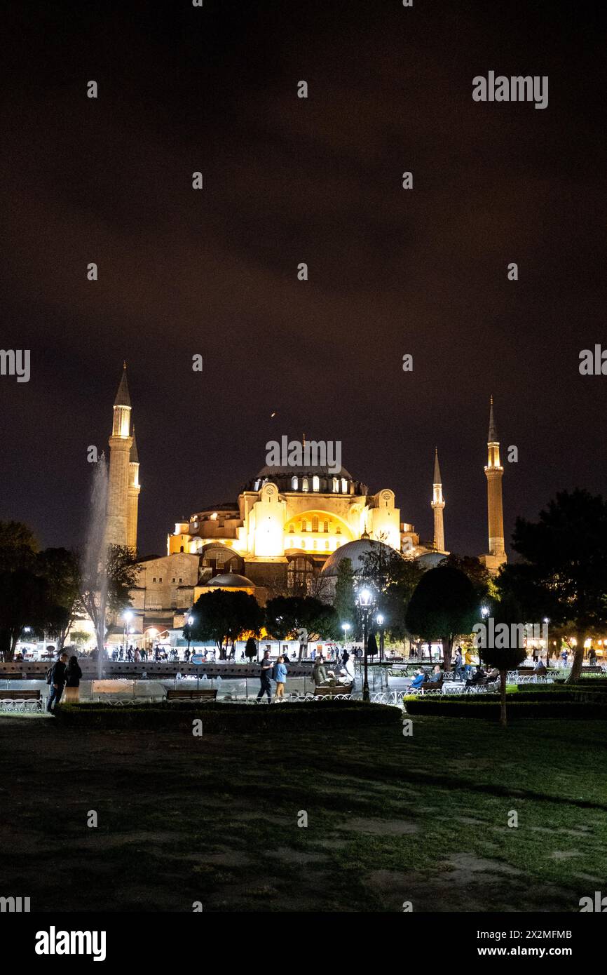 Night view of the Great Mosque of Saint Sophia, originally a Christian ...