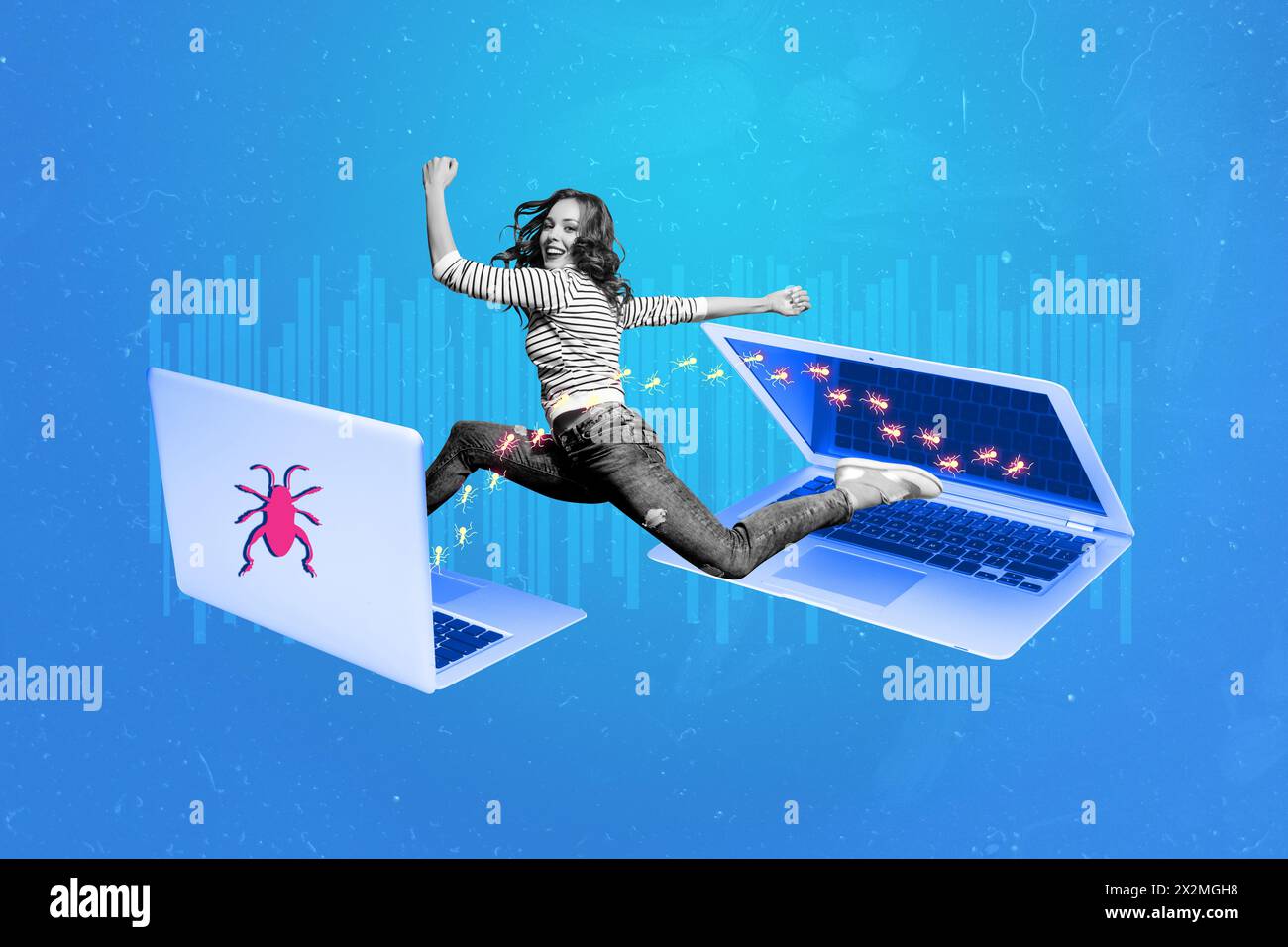 Trend artwork sketch image composite 3D photo collage of young hacker ...