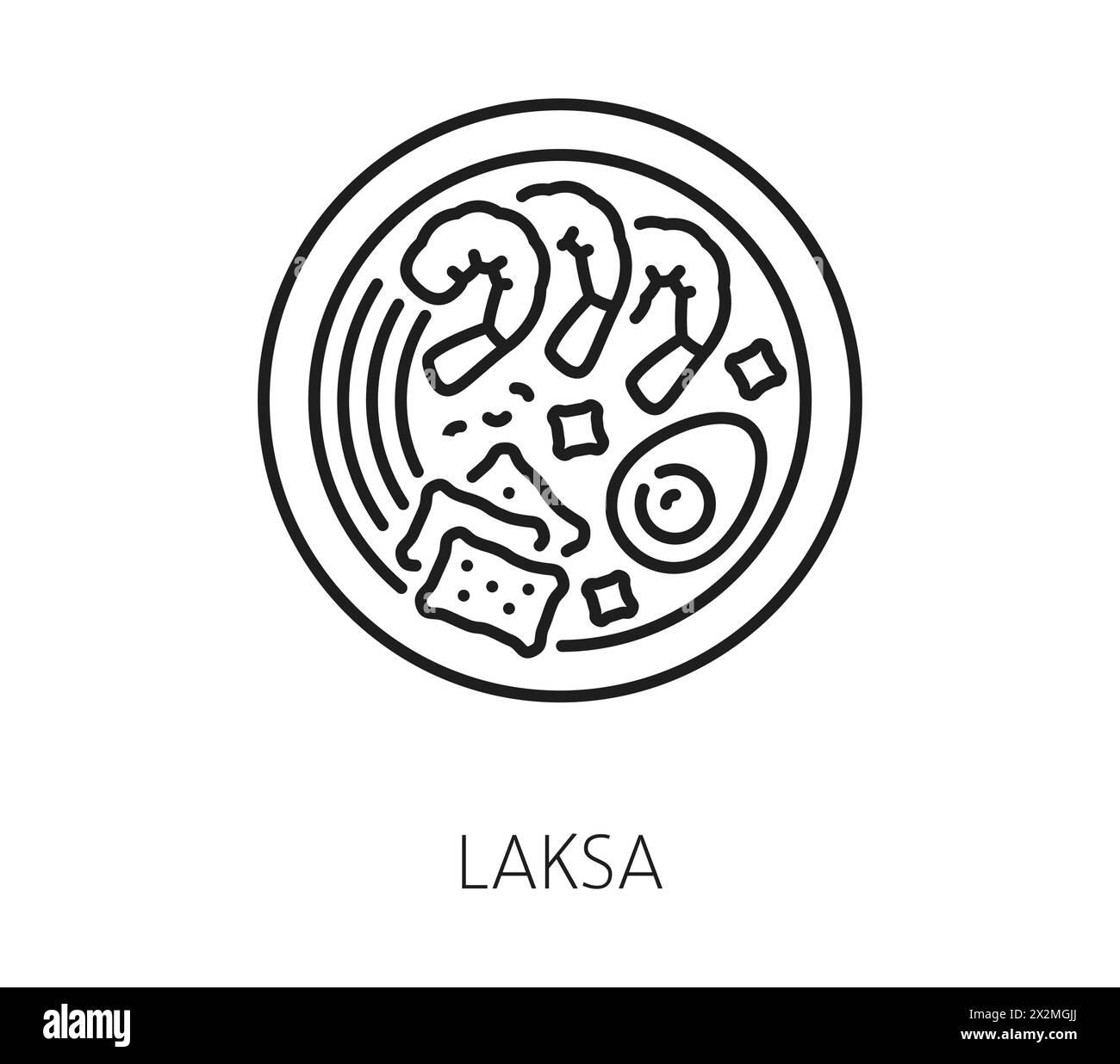 Laksa Singapore travel, vacation icon. Isolated vector linear sign of a ...