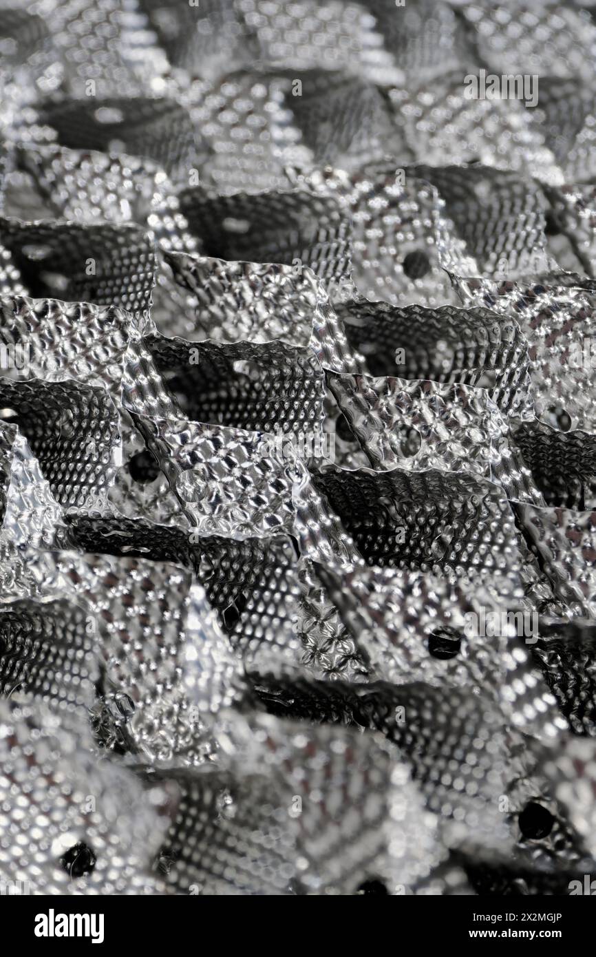 Steel filter or liquid separation grid, close-up shot, selective focus ...
