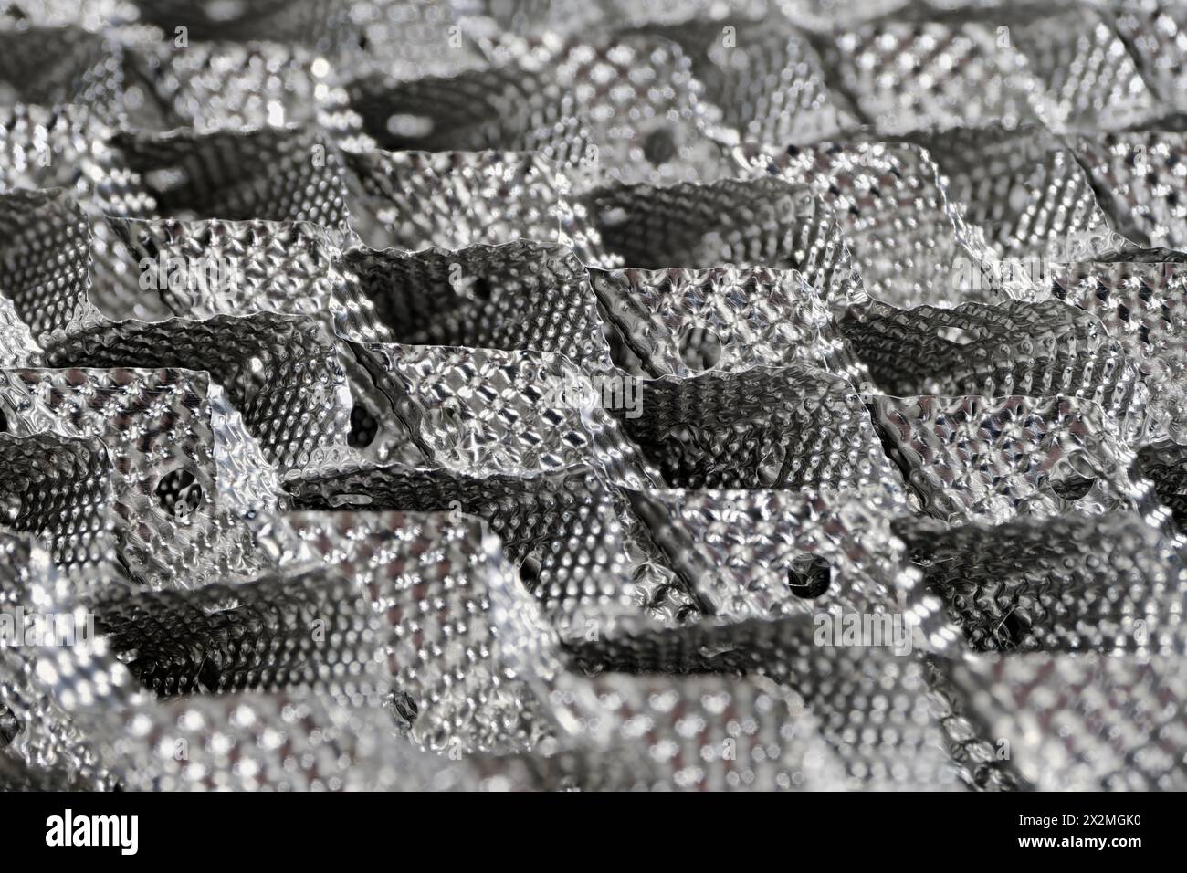 Steel filter or liquid separation grid, close-up shot, selective focus ...
