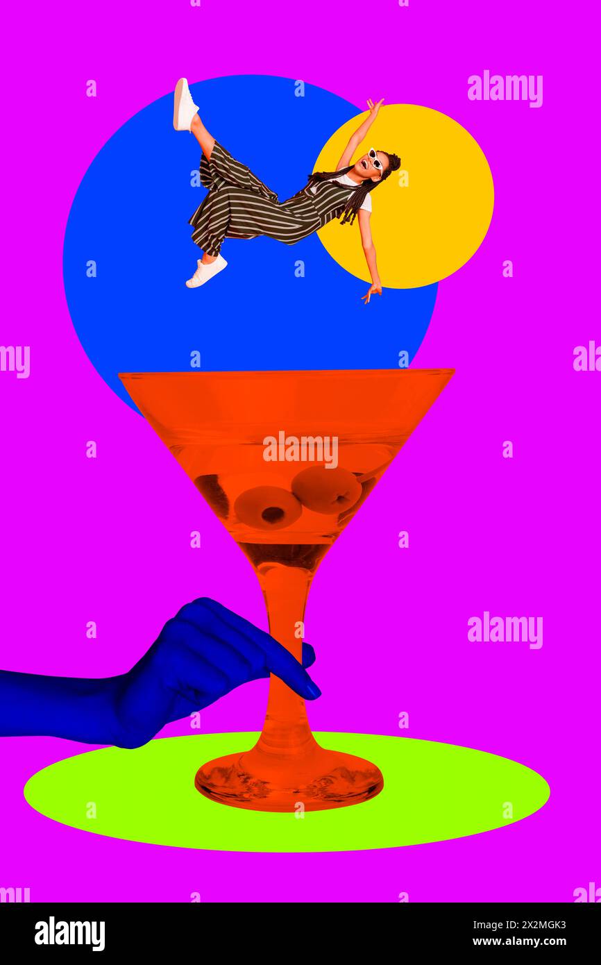 3D photo collage trend artwork sketch image of pin up young fallen down ...