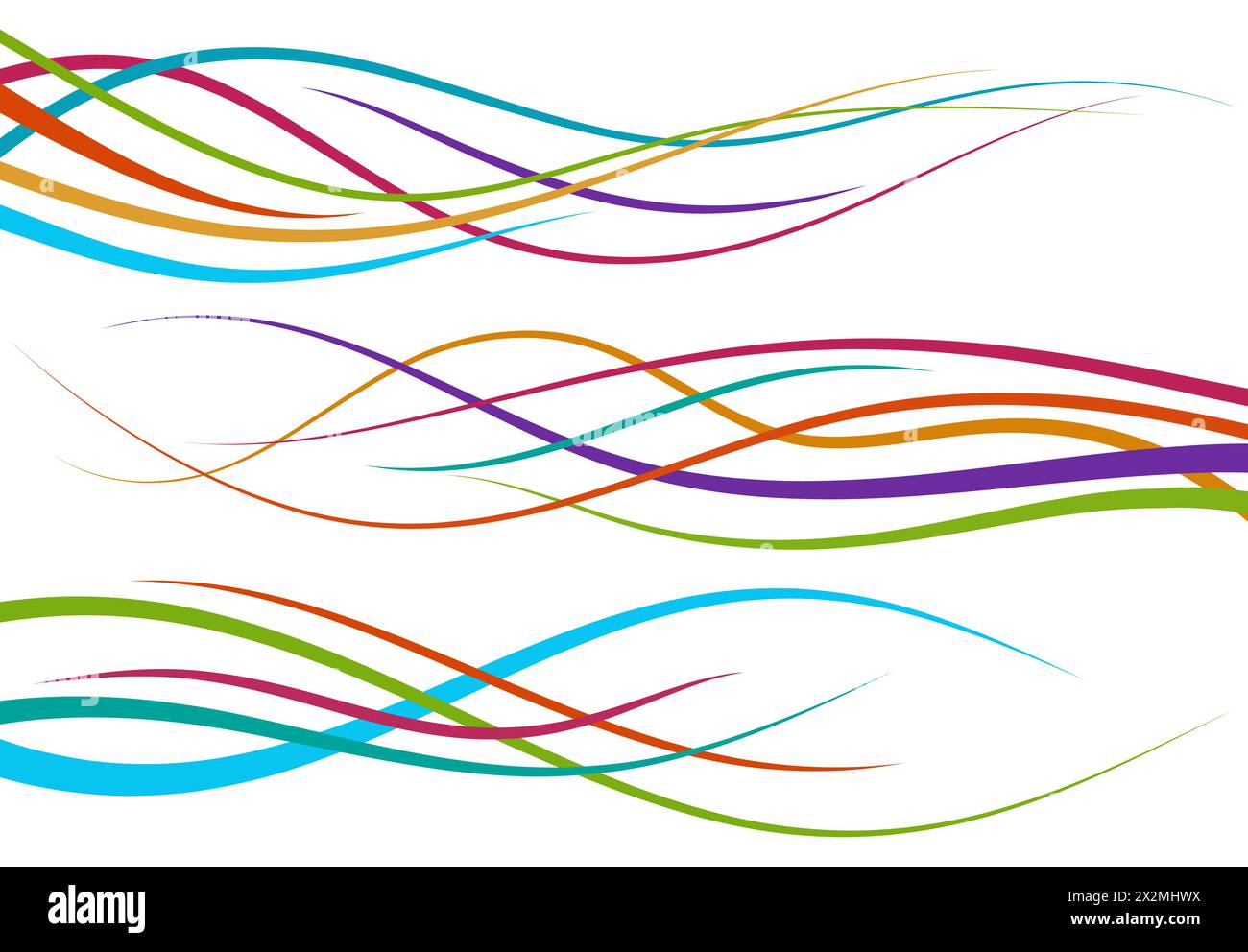 Set of abstract color curved lines. Wave design element. Vector ...