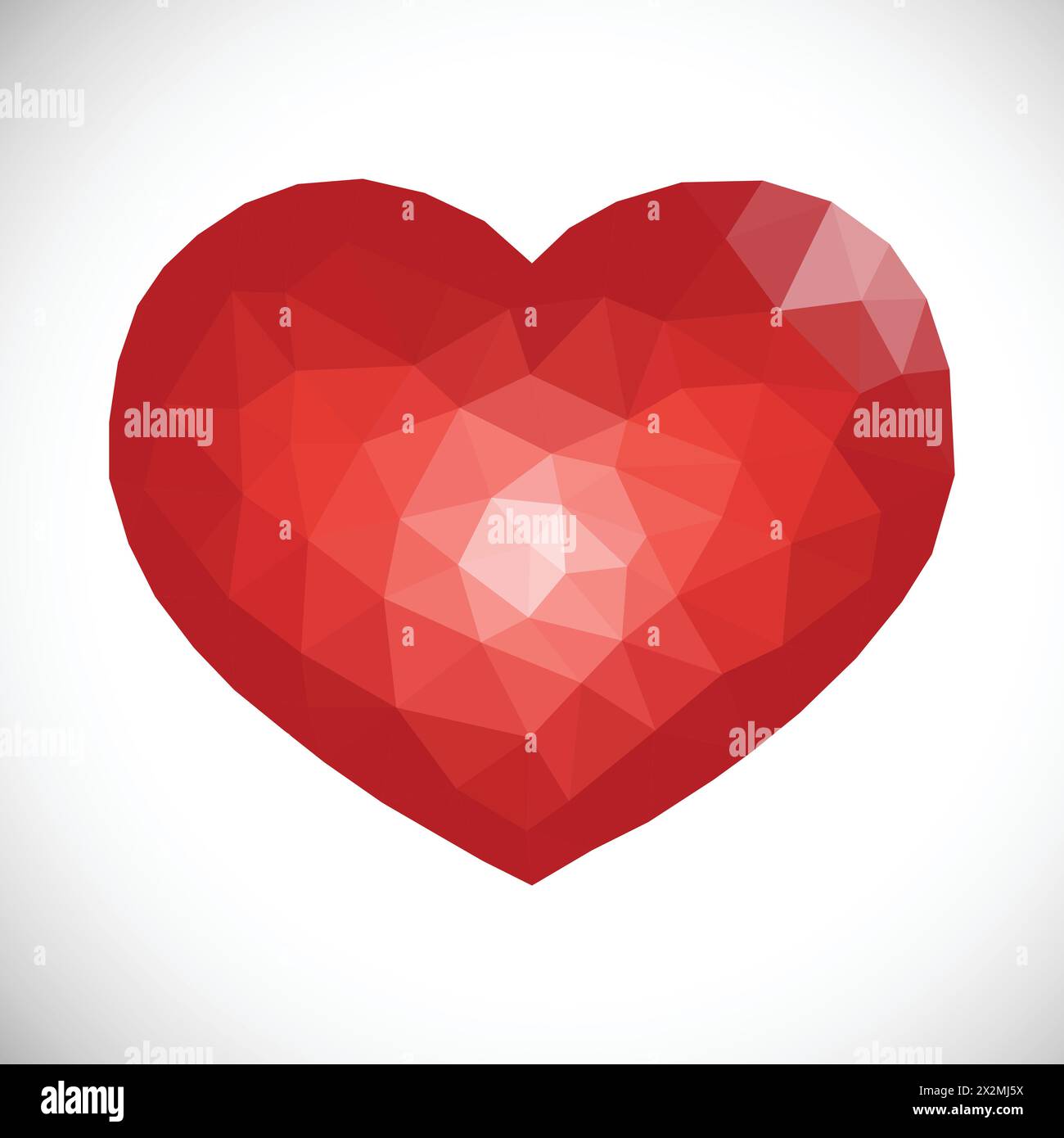 Red Low Poly Heart on white background. Symbol of Love. Vector ...