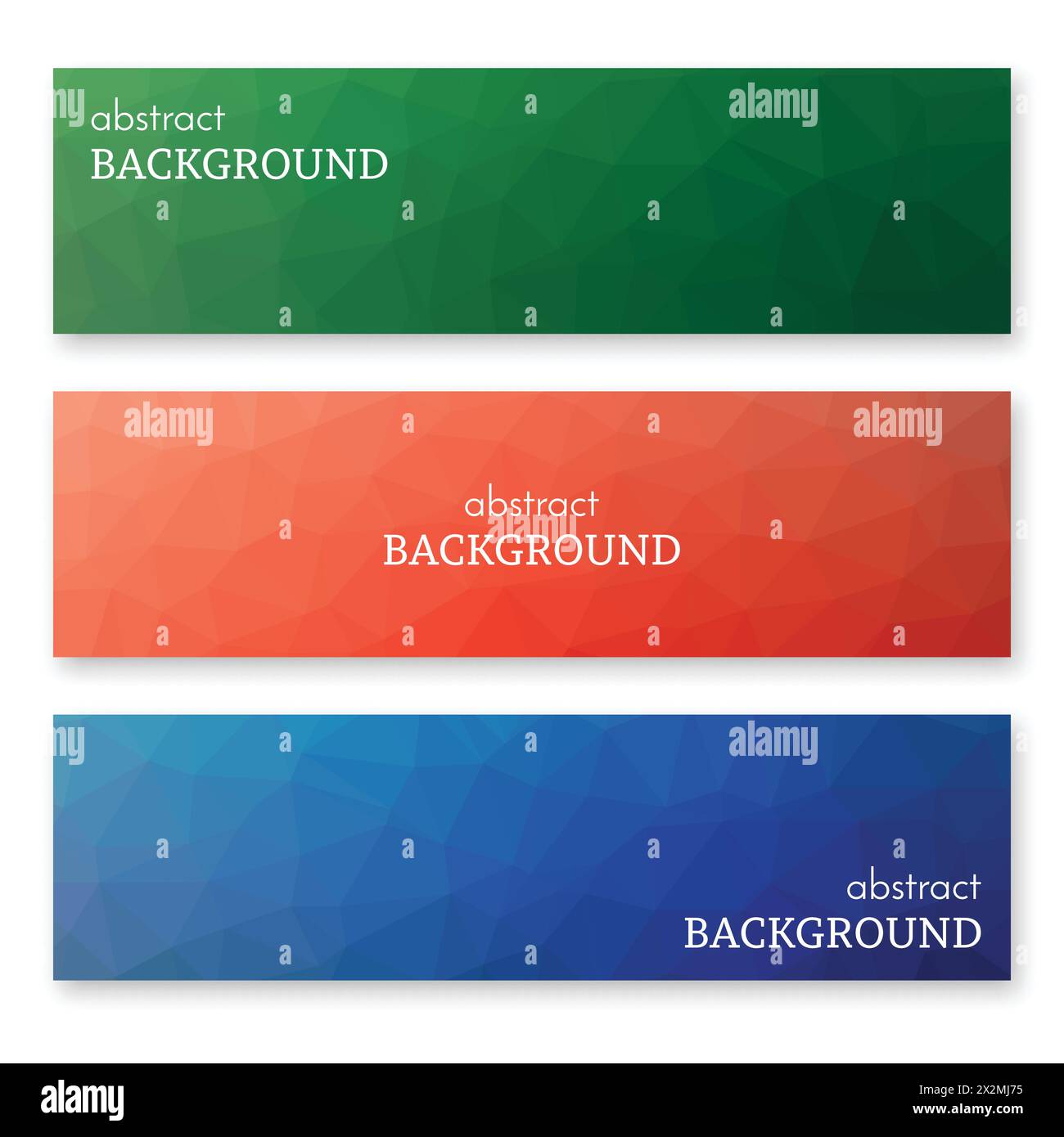Set of three multi colored banners in low poly art style. Background ...