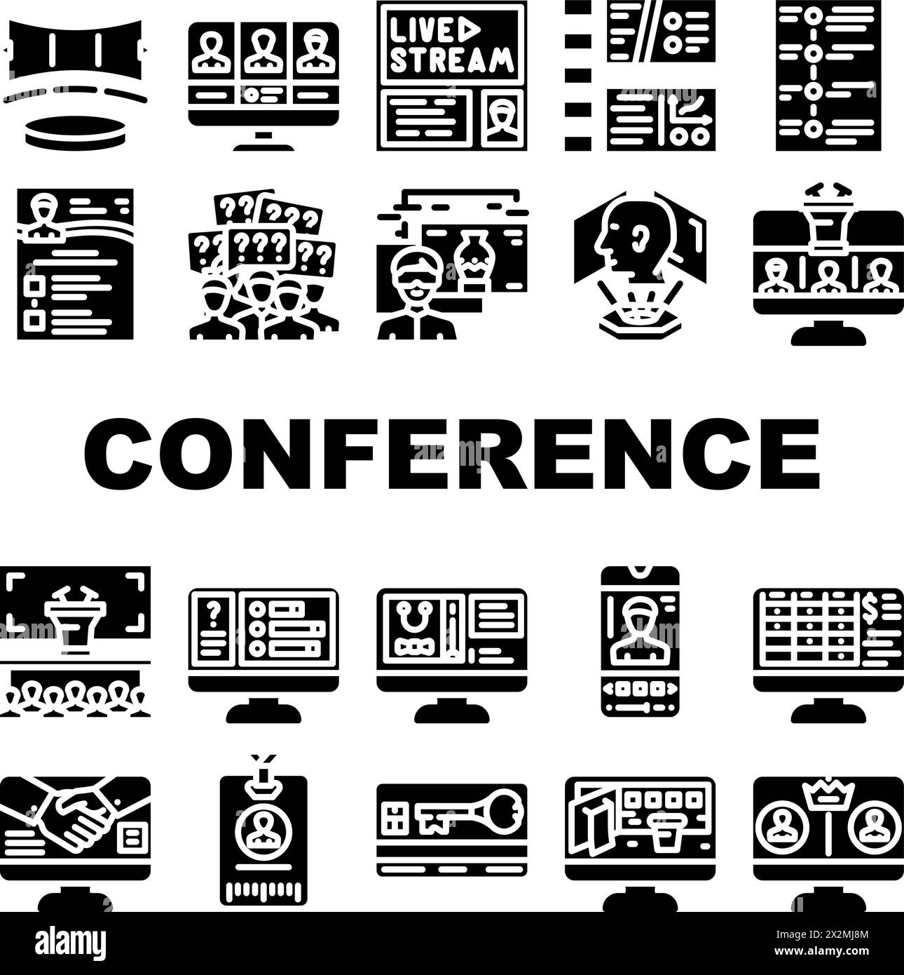 Virtual event conference or convention Black and White Stock Photos ...