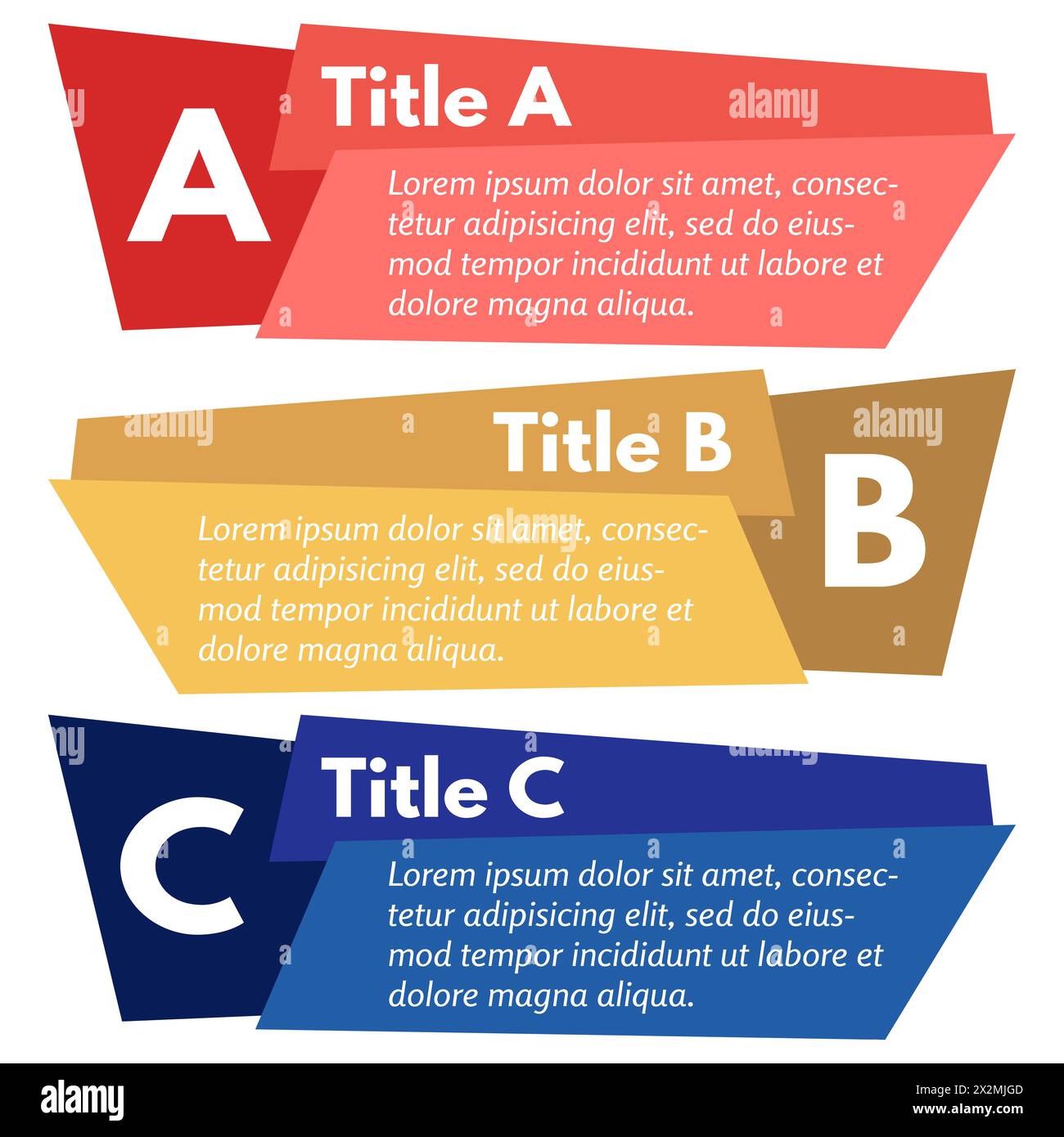 Set of three horizontal colorful options banners. Step by step ...