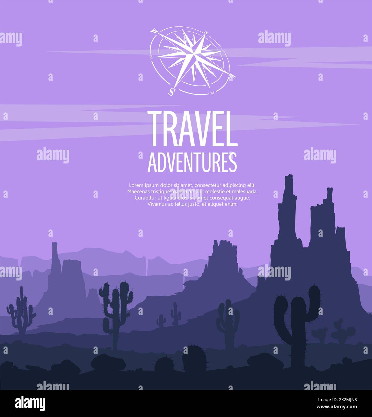 Desert violet landscape with huge rocky mountains. Vector Stock Vector ...