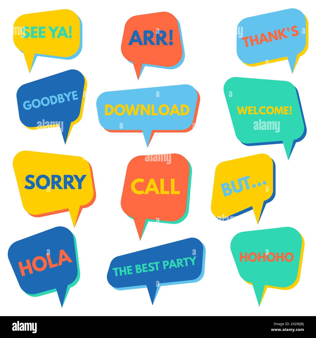 Set of speech bubbles on a white background with different inscriptions ...