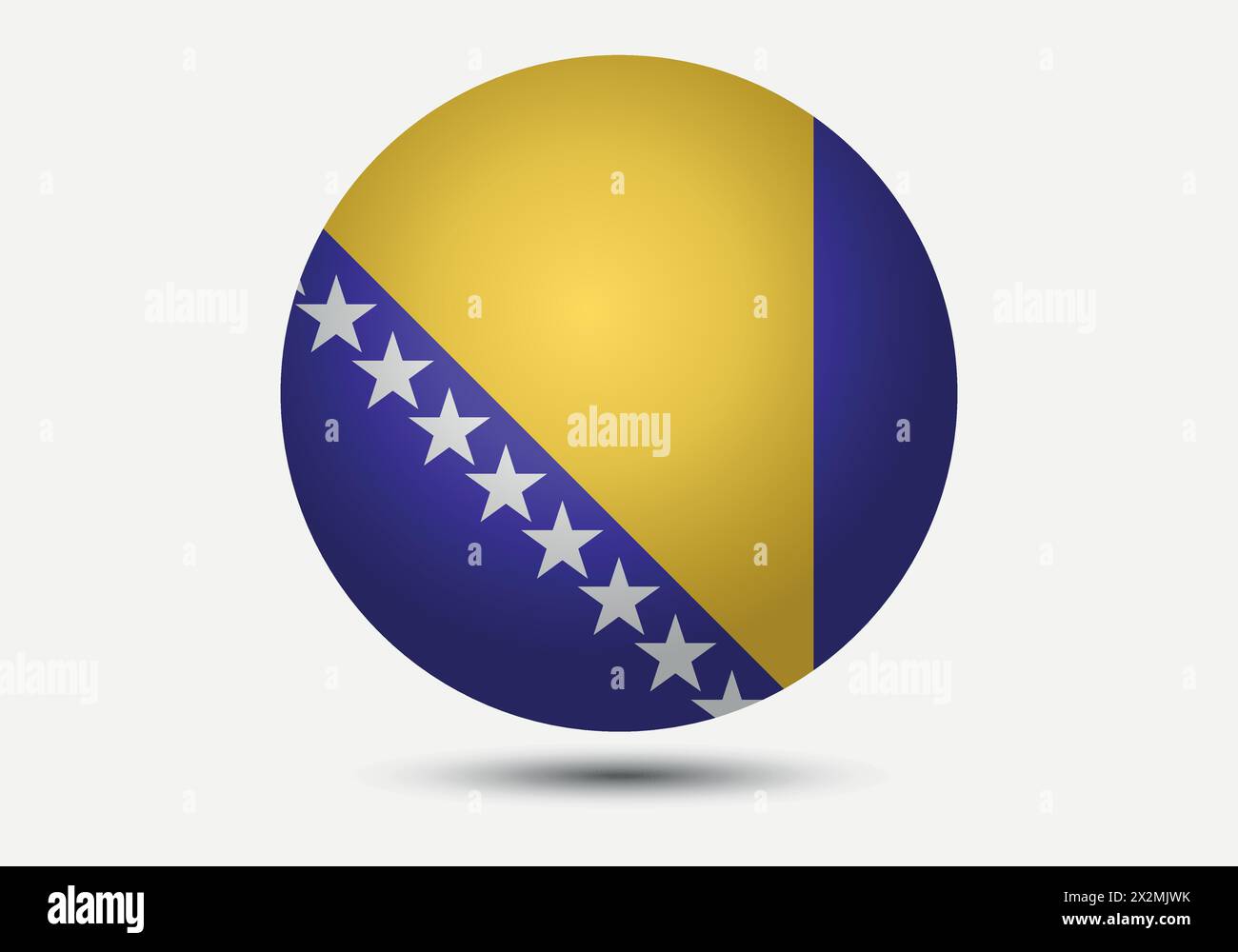 Flag of Bosnia and Herzegovina. Button flag icon. 3d icon. The circle ...
