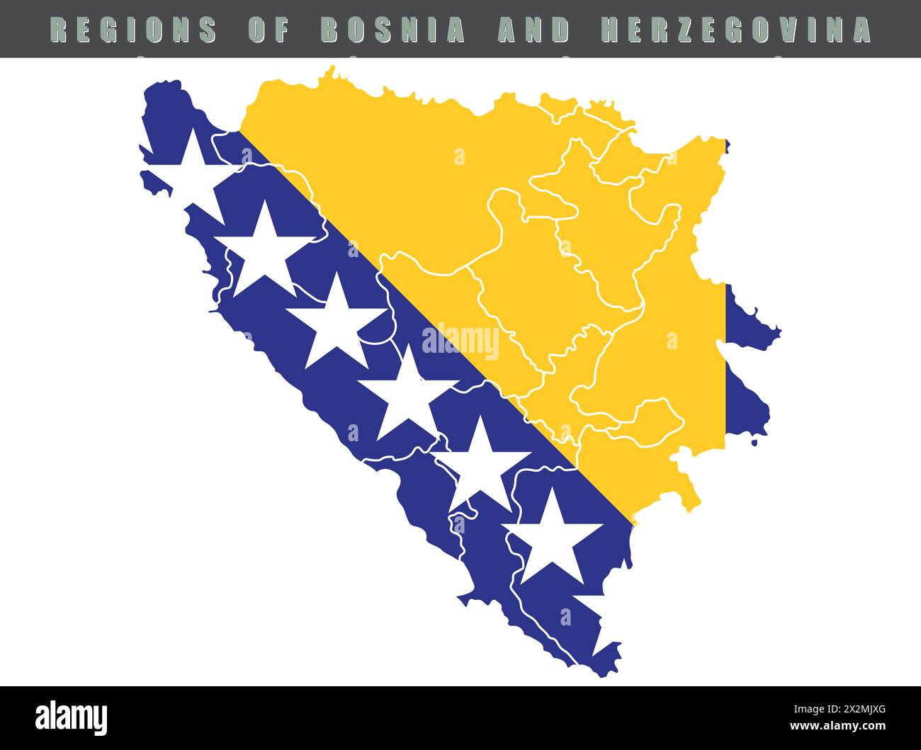 Map of the country of Bosnia and Herzegovina. Detailed vector map of ...