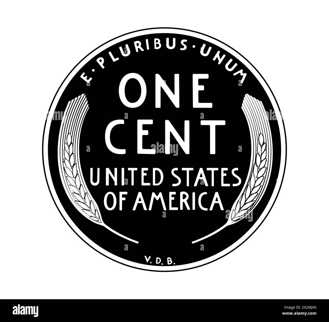 Vector American money, one cent coin, 1909-1958. The coin is depicted ...