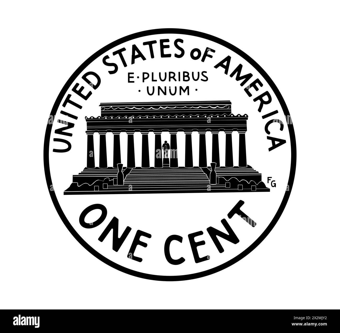 United States one cent or penny, coin with Lincoln Memorial on reverse ... United States one cent or penny, coin with Lincoln Memorial on reverse ...