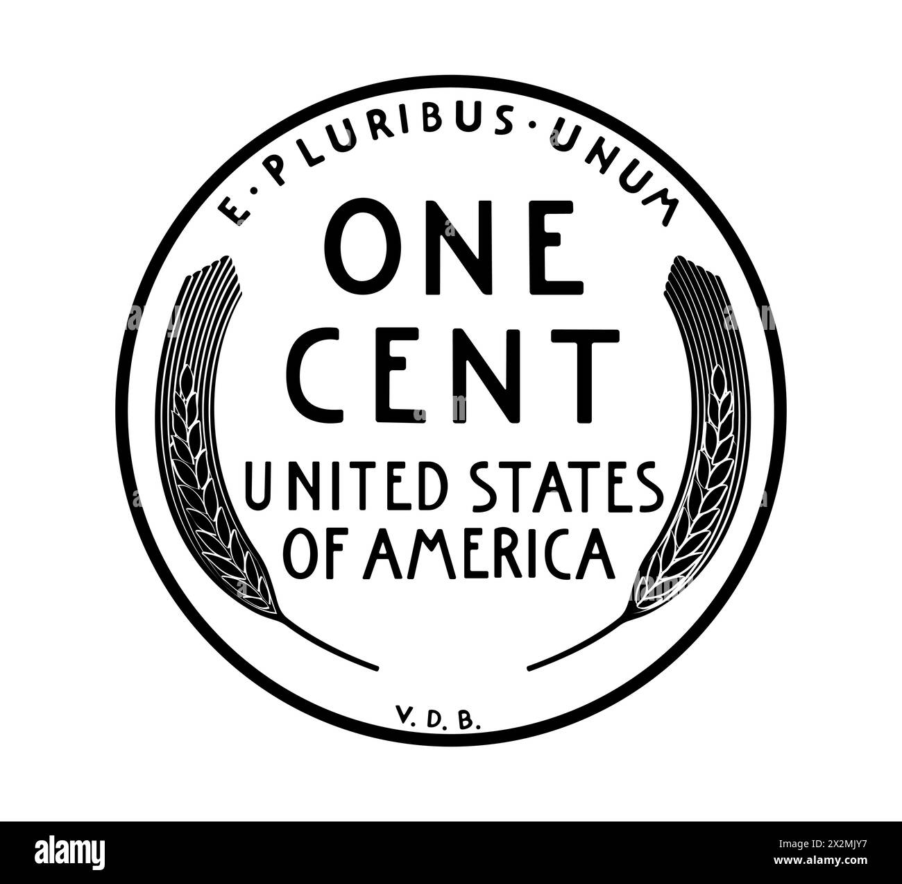 Vector American money, one cent coin, 1909-1958. The coin is depicted ...