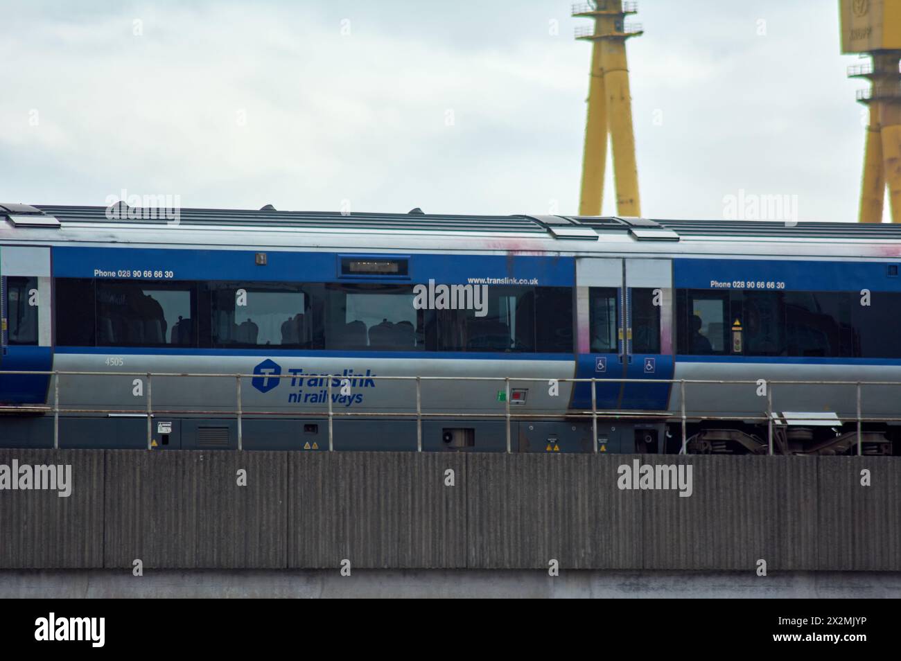 Belfast, United Kingdom 23 04 2024 Translink trains in Belfast ...