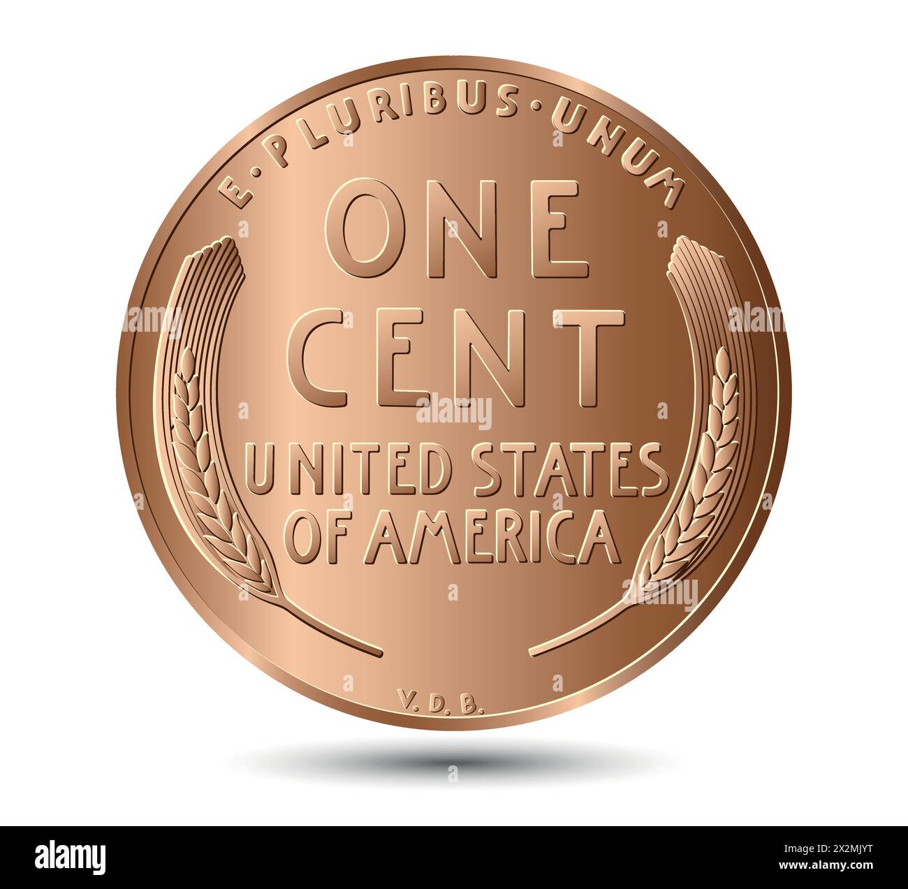 Vector American money, one cent coin, 1909-1958. Vector illustration ...