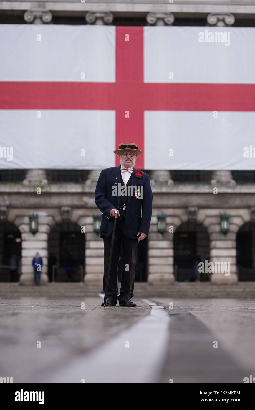 John Meller, member of the Royal Society of St George, stands in front ...
