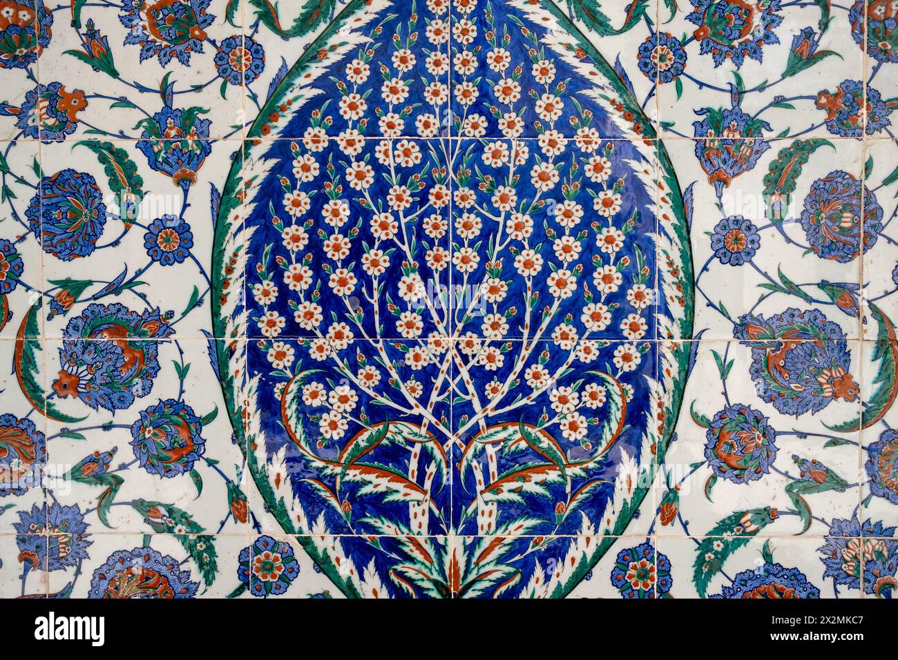 Tiles with blue flower designs at the Great Mosque of Saint Sophia ...