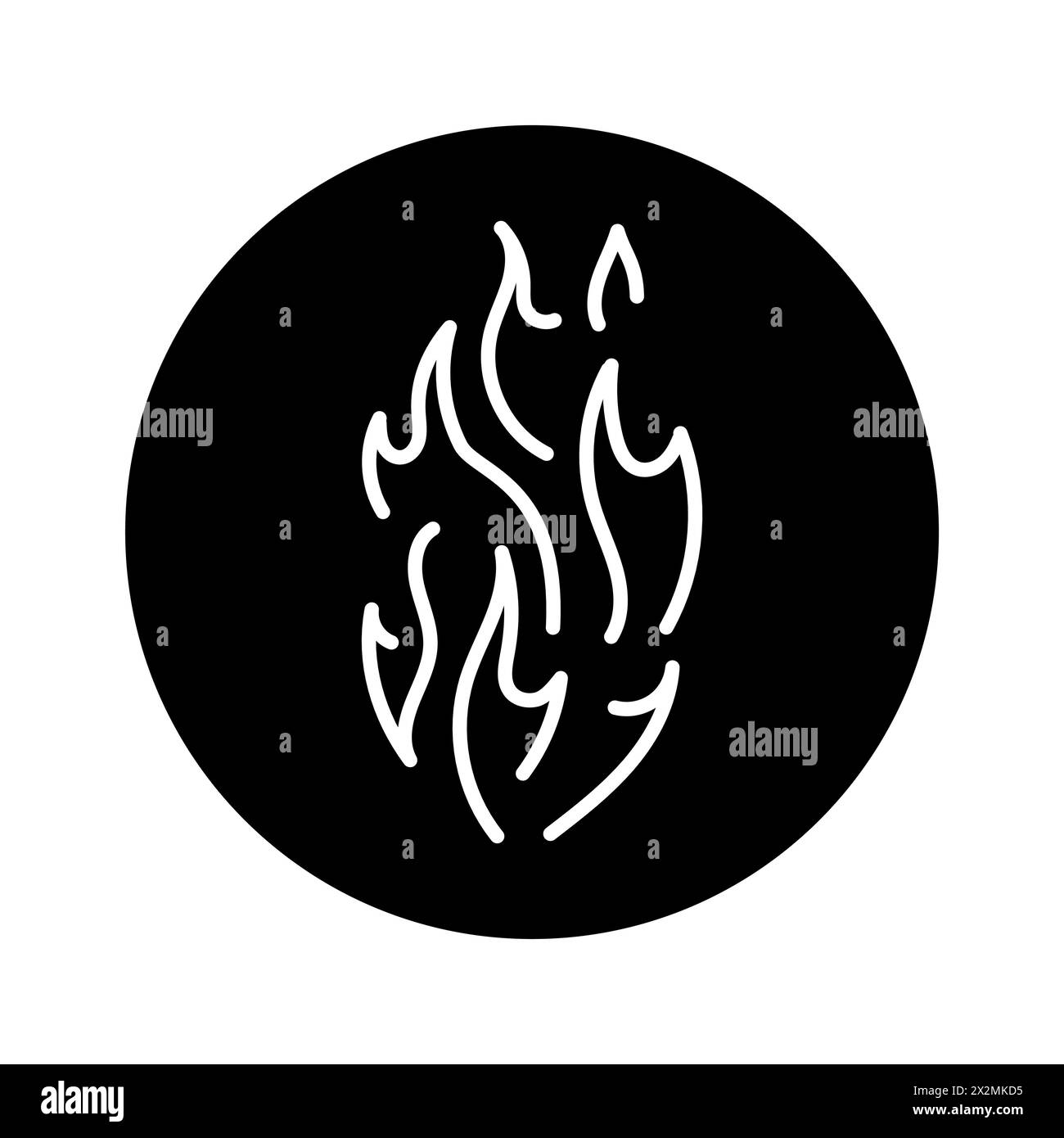 Fire abstraction black line icon. Natural element. Pictogram for web ...