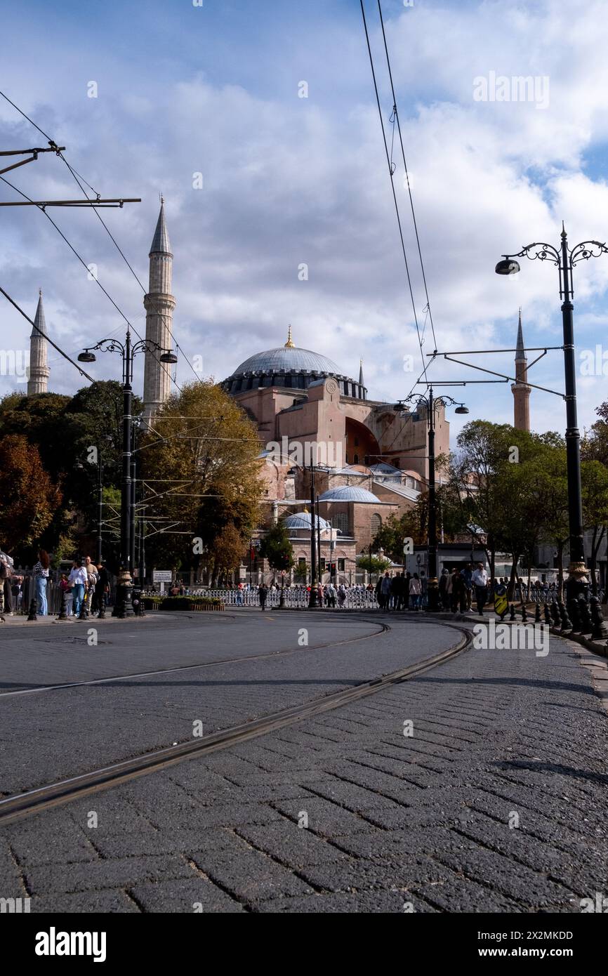 Seen at the end of the road, the Great Mosque of Saint Sophia ...