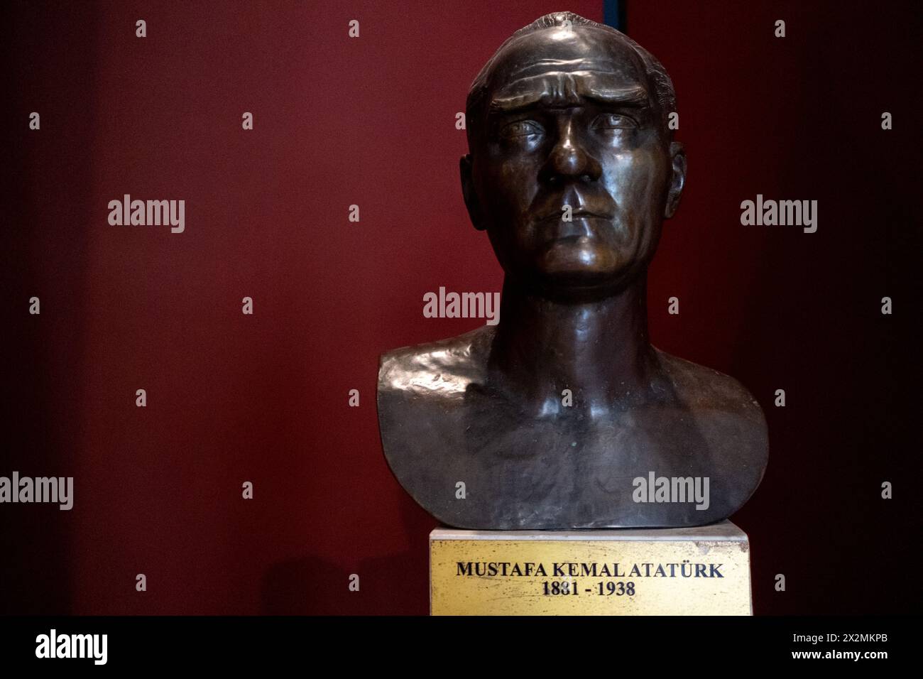 Statue of Mustafa Kemal Ataturk, founder and first president of the ...