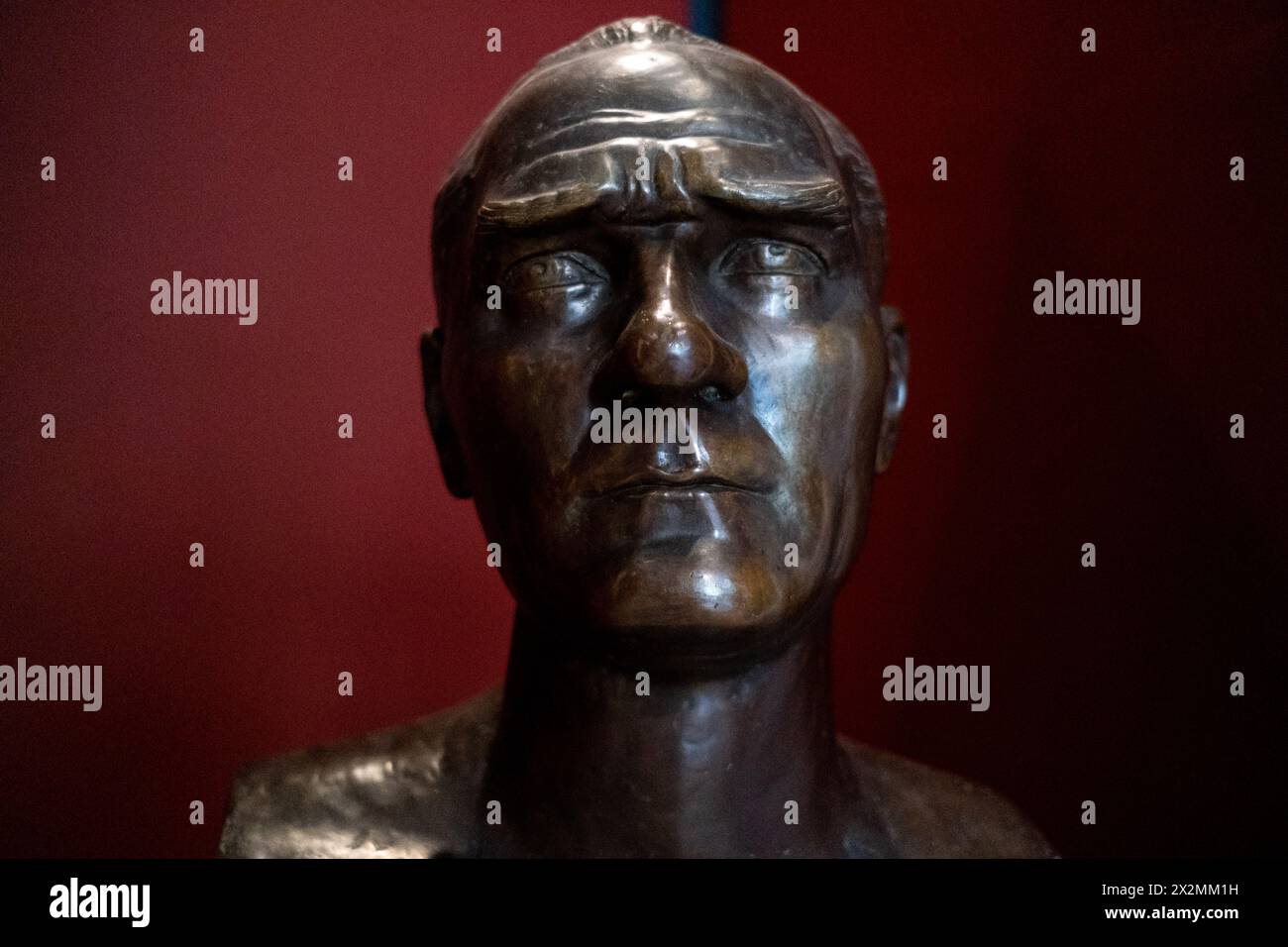 Statue of Mustafa Kemal Ataturk, founder and first president of the ...