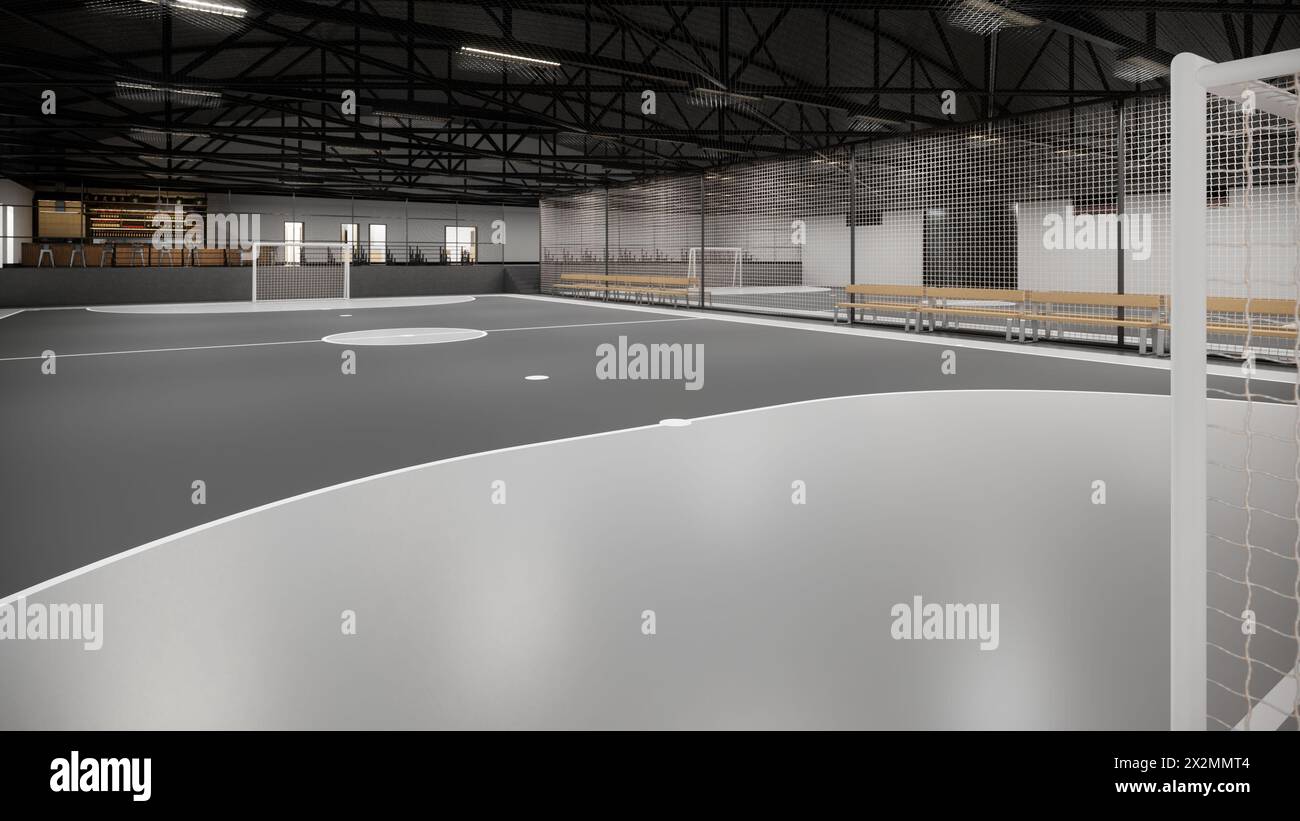 3d rendering of a futsal courts sport indoor facilities Stock Photo - Alamy