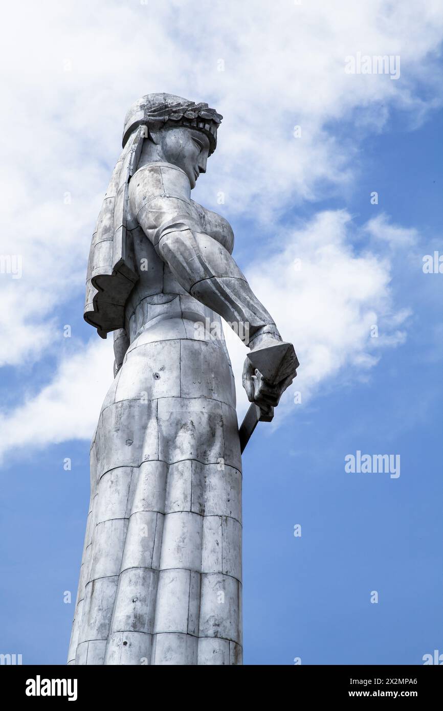 Tbilisi, Georgia - April 29, 2019: Kartlis Deda monument is under blue ...