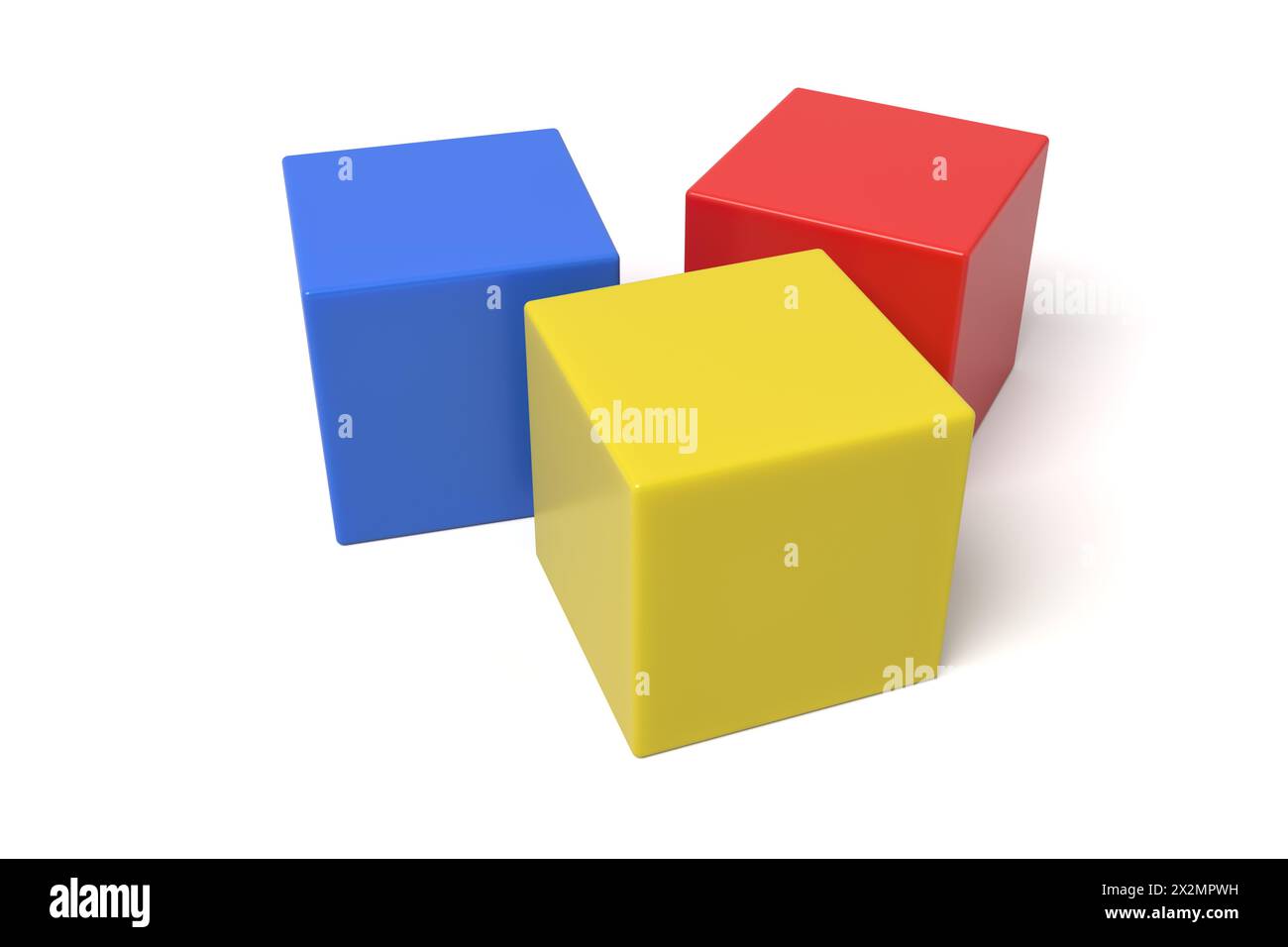 Vibrant primary colored cubes isolated on white Stock Photo - Alamy
