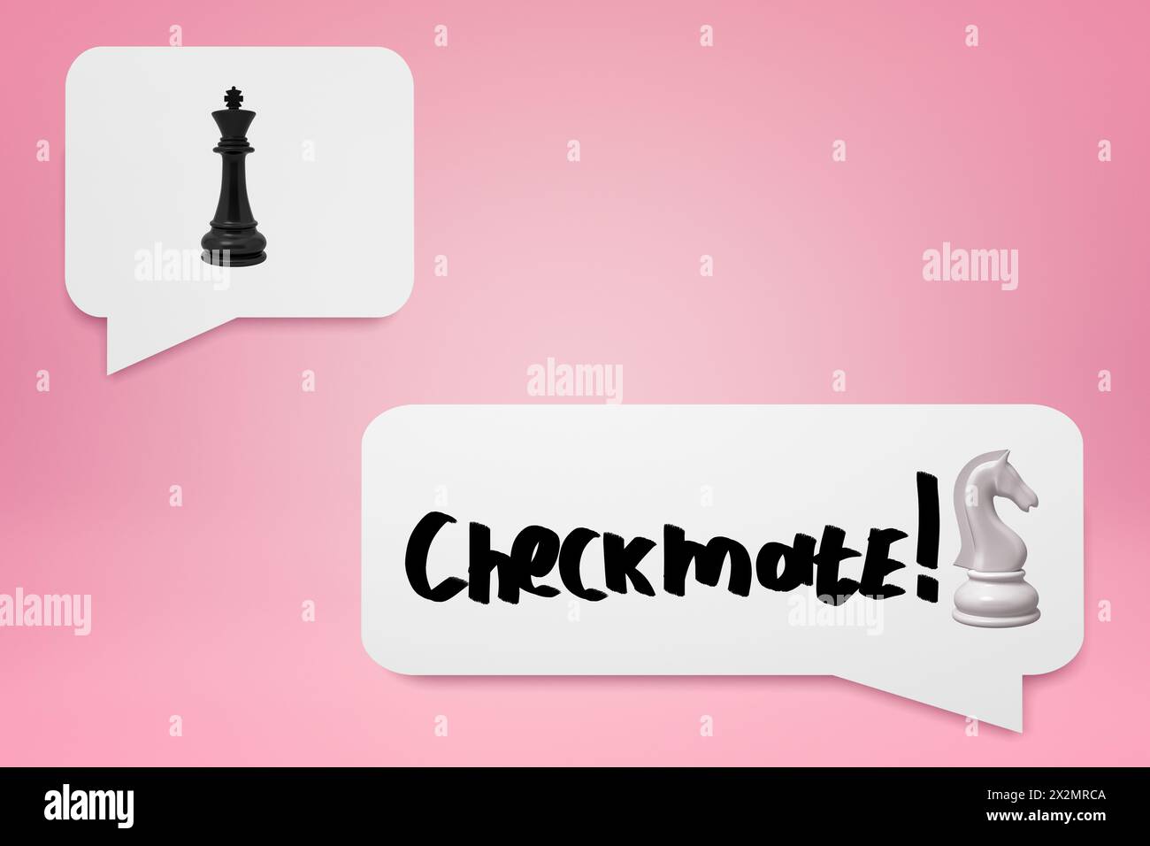 Chess pieces and checkmate text bubble Stock Photo - Alamy