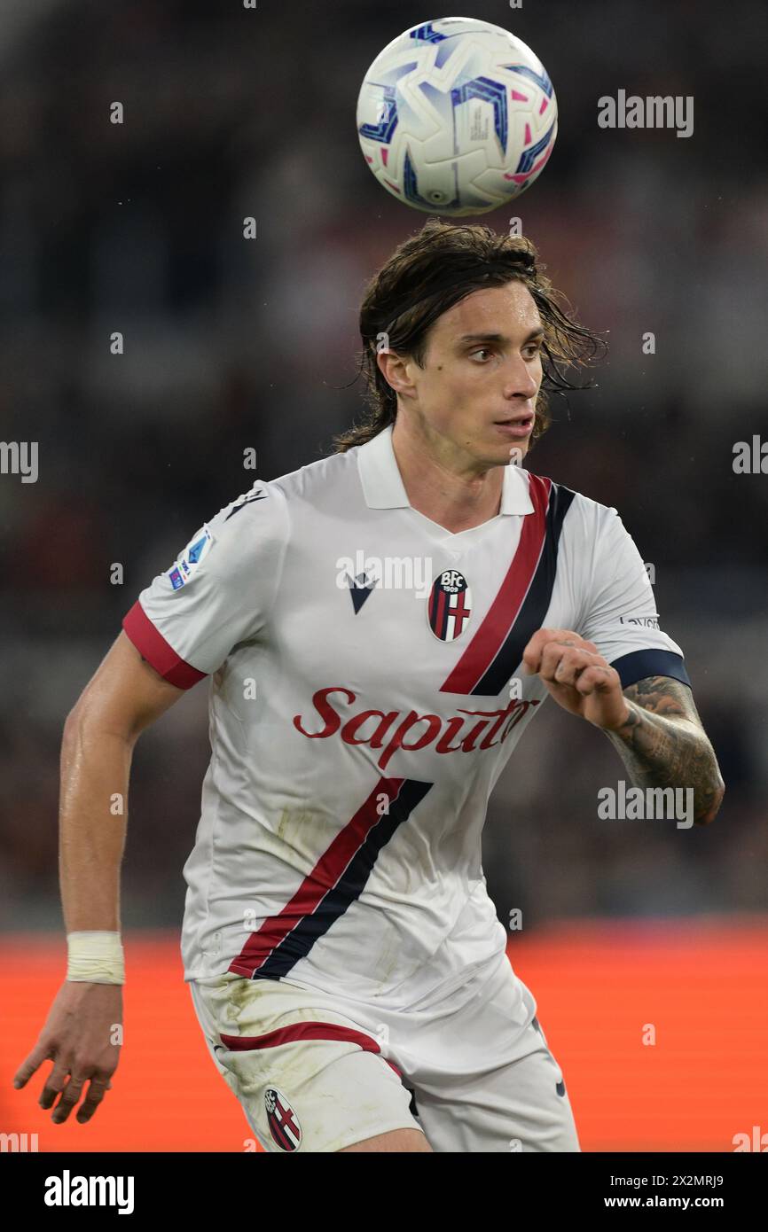 Roma, Italia. 22nd Apr, 2024. Bologna's Riccardo Calafiori during the ...
