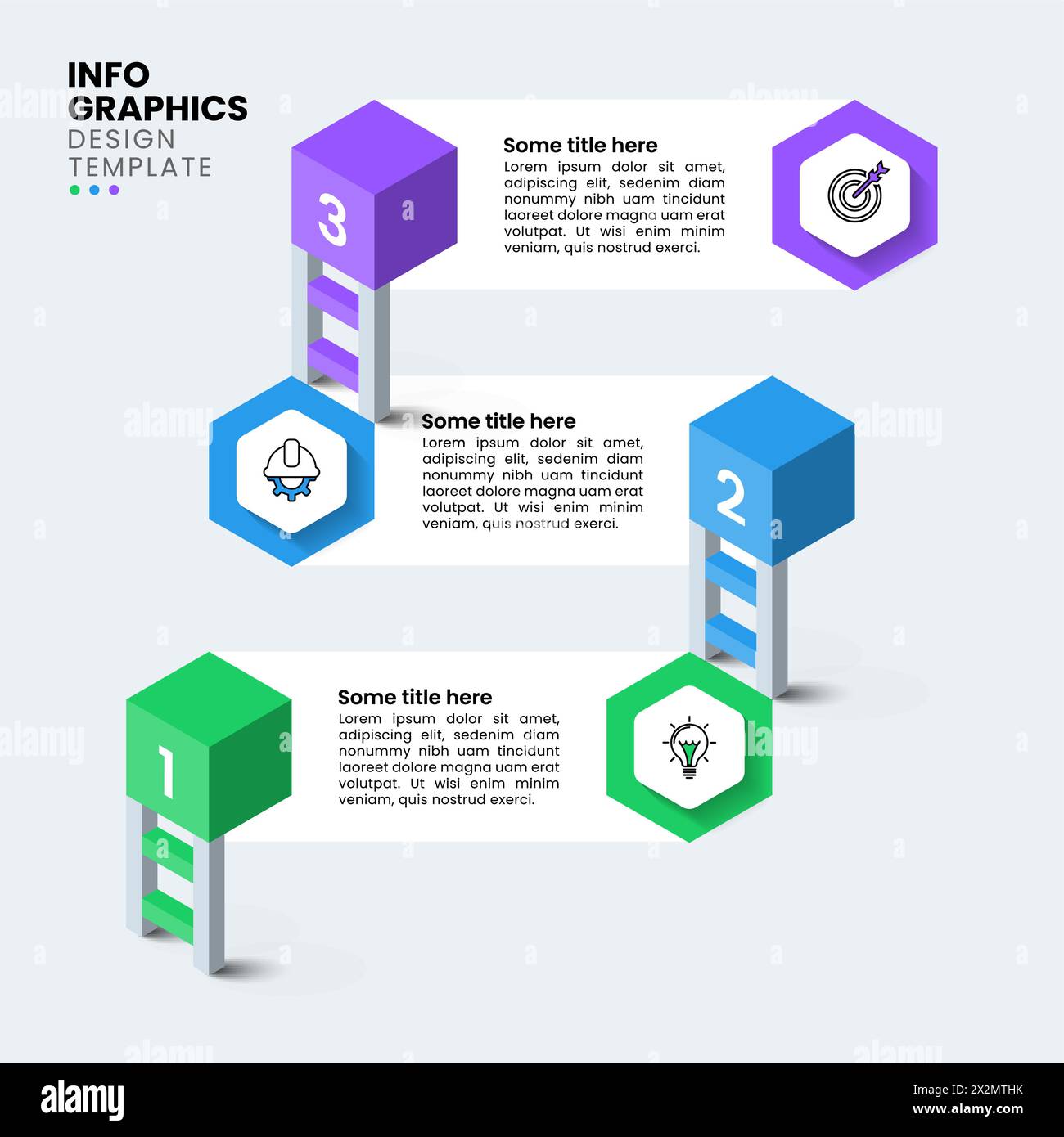 Infographic template with icons and 3 options or steps. Abstract ladder ...
