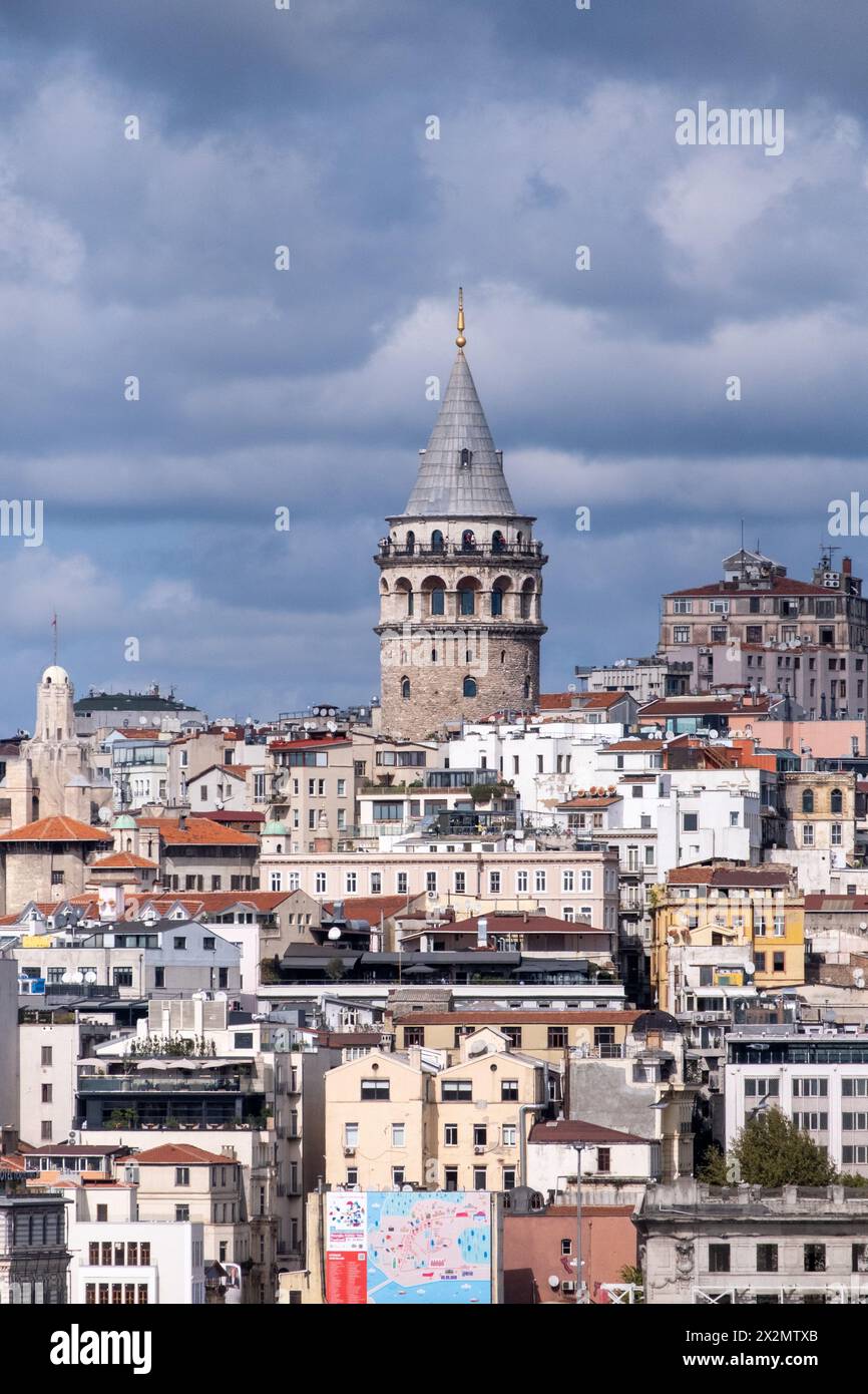 A cityscape of the Pera district with the iconic Galata Tower in ...