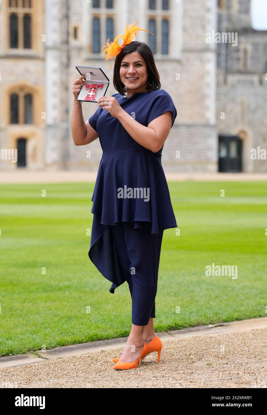 Camilla Bowry after being made an Officer of the Order of the British ...
