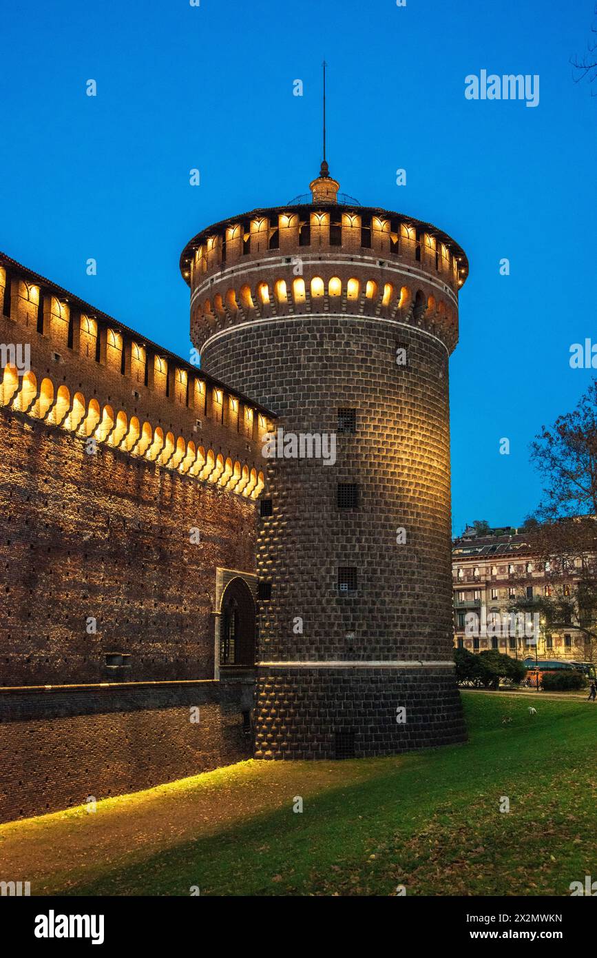 Sforza Castle (Castello Sforzesco) in Milano, Italy. The castle was ...